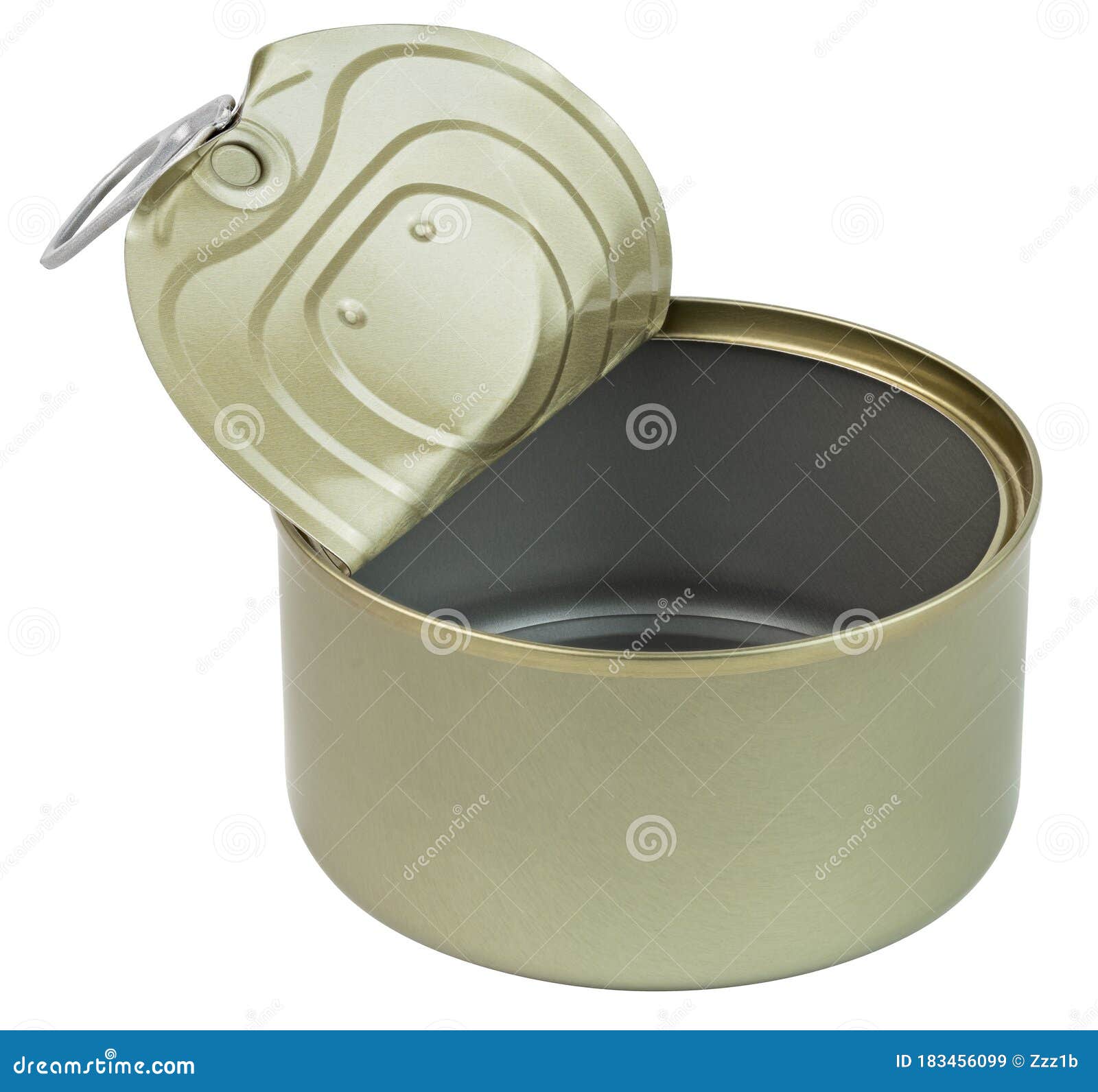 Opened Clean Tin Can with Pull Tab Ring, Bended Lid and Empty ...