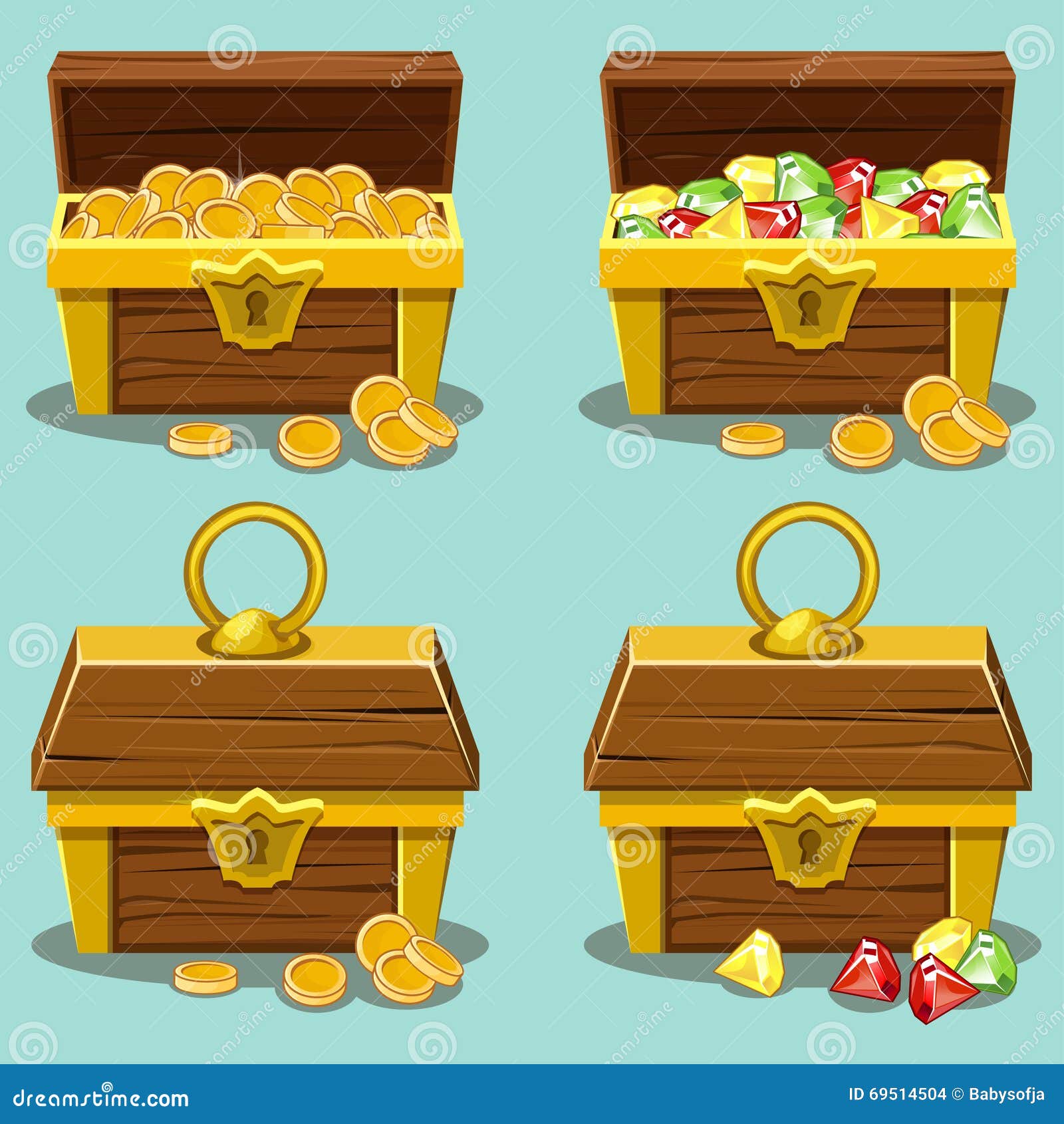 Opened and Closed Antique Treasure Chest Stock Vector - Illustration of ...