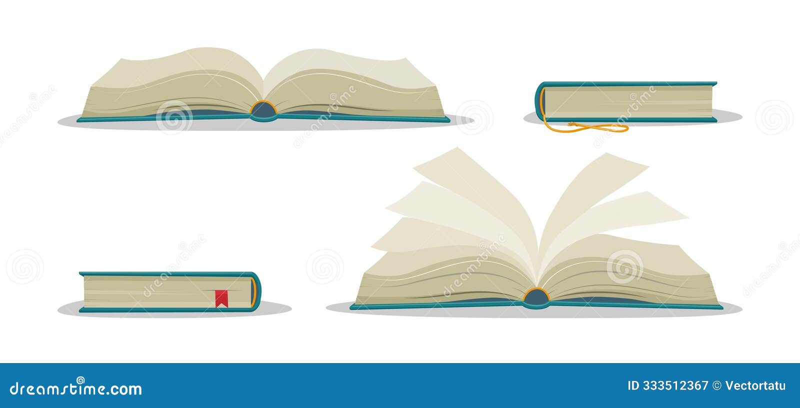 Opened and closed book set stock illustration. Illustration of bookmark ...