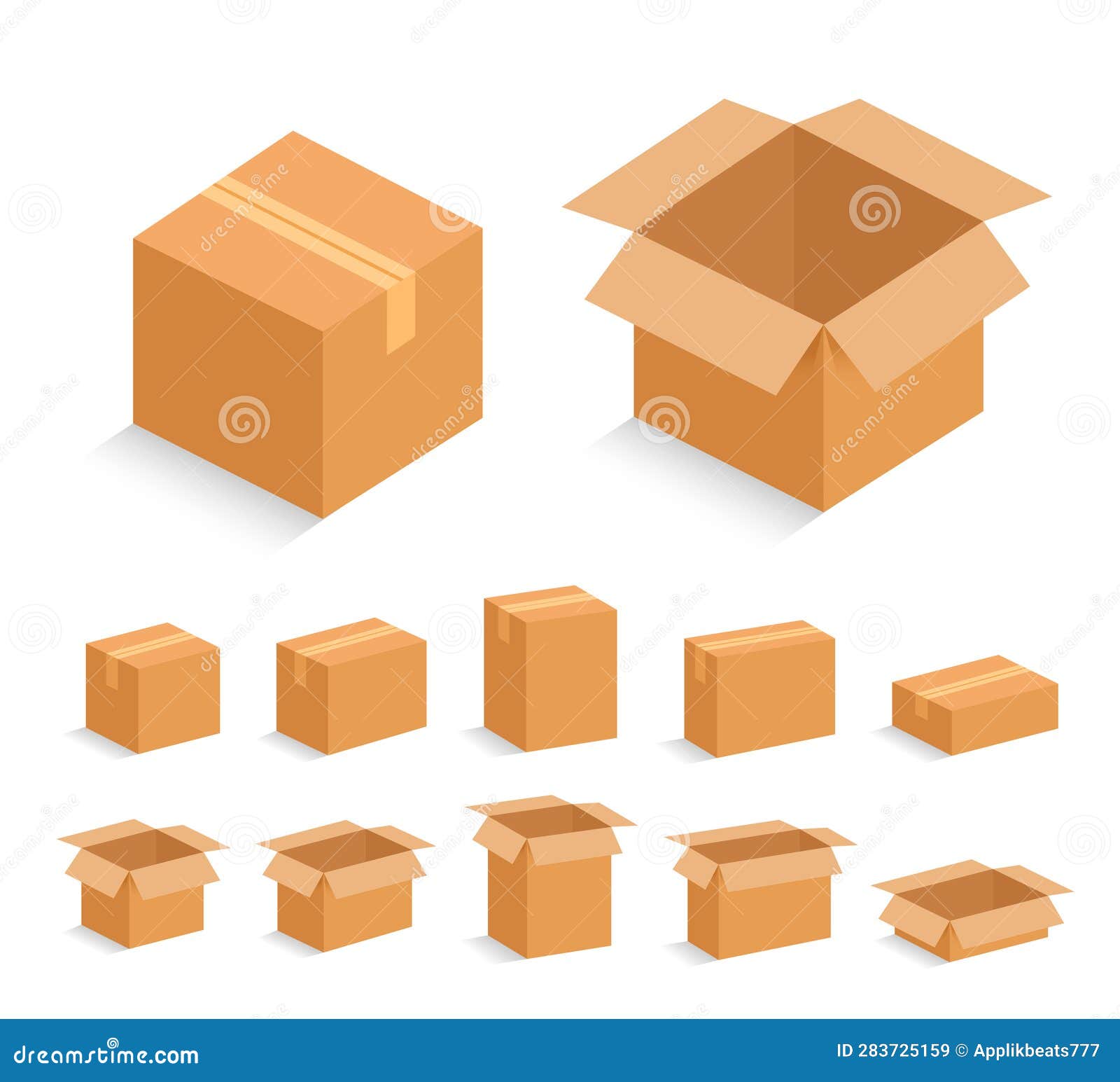 Opened and Closed Cardboard Box. Vector Illustration Stock Vector ...