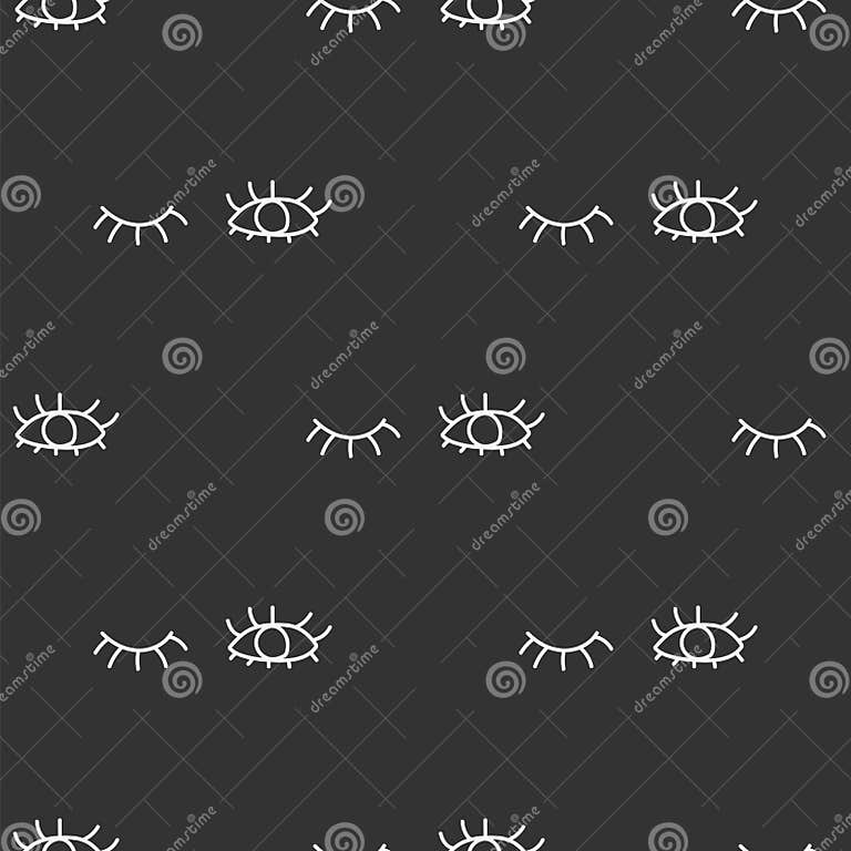 Opened and Closed Human Eyes with Eyelashes on Black Background ...