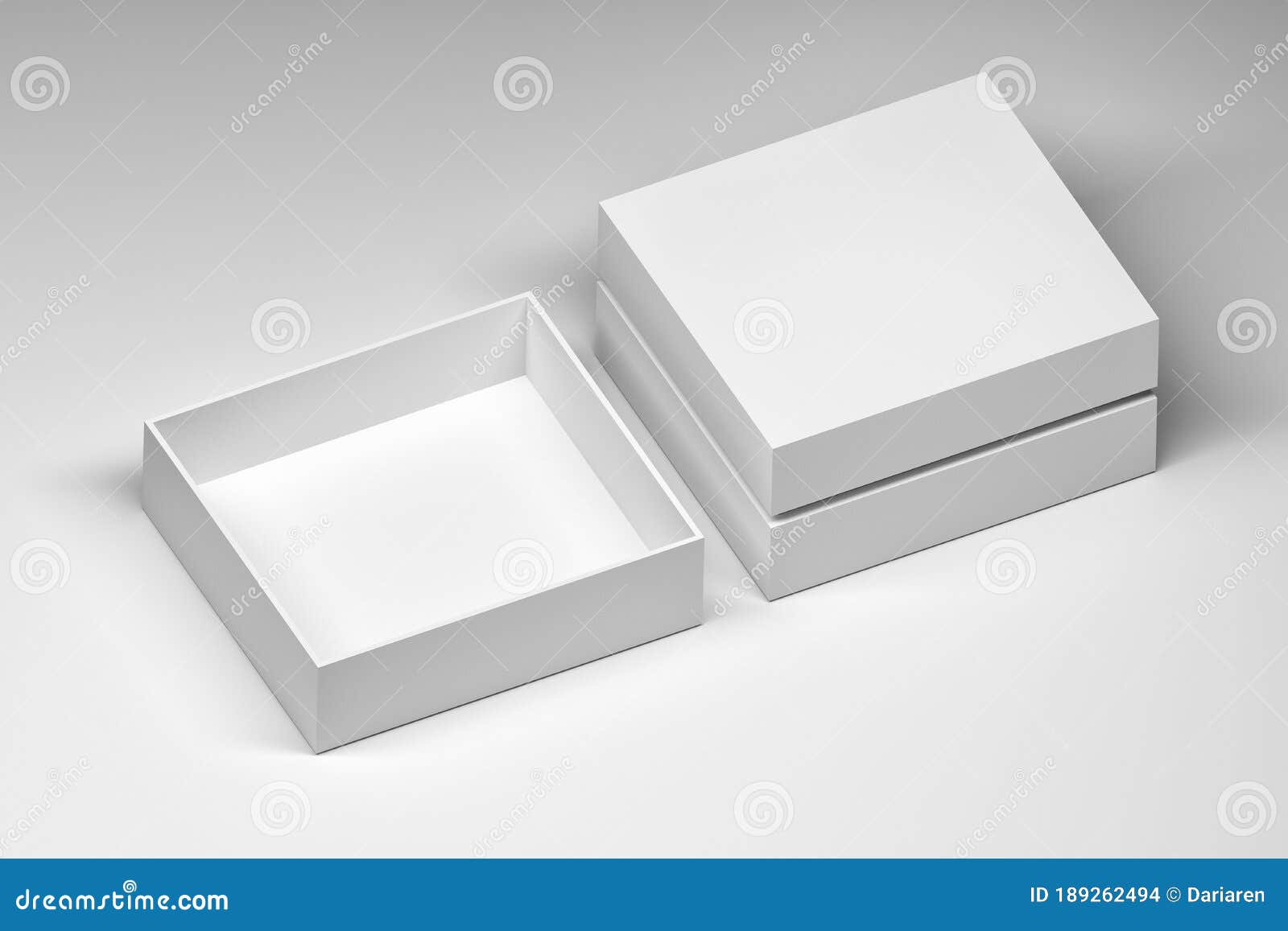 Opened and Closed White Boxes Mockup Template Stock Illustration ...
