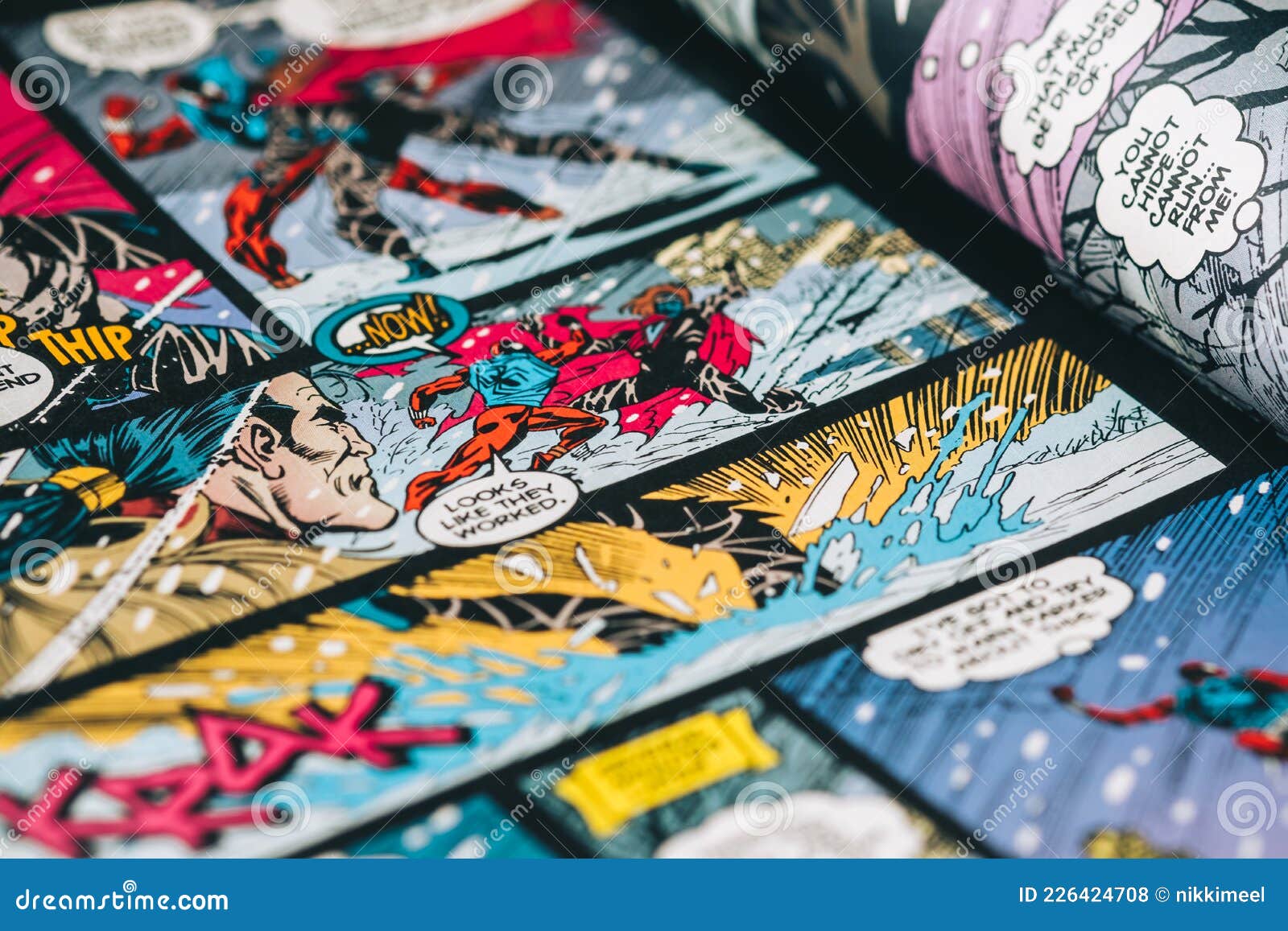 Opened Comic Book Page, Close Up Editorial Stock Photo - Image of ...