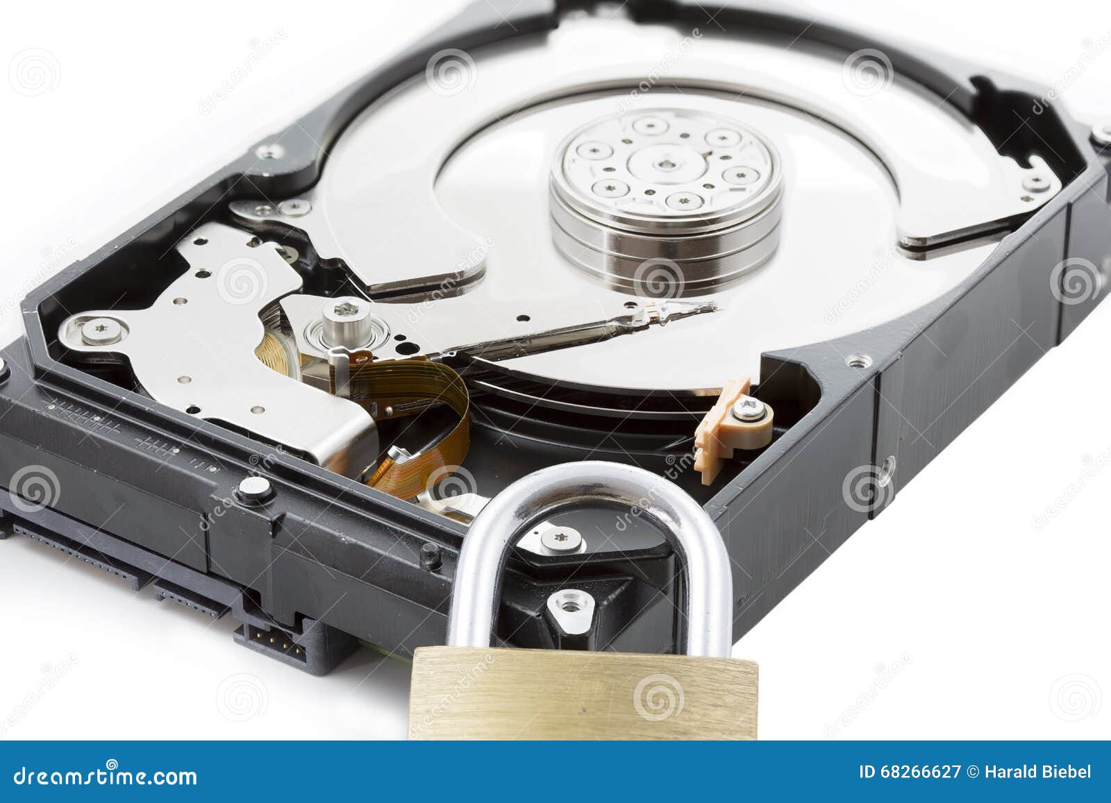 Opened Computer Hard Disk in a Case Stock Image - Image of hardware ...