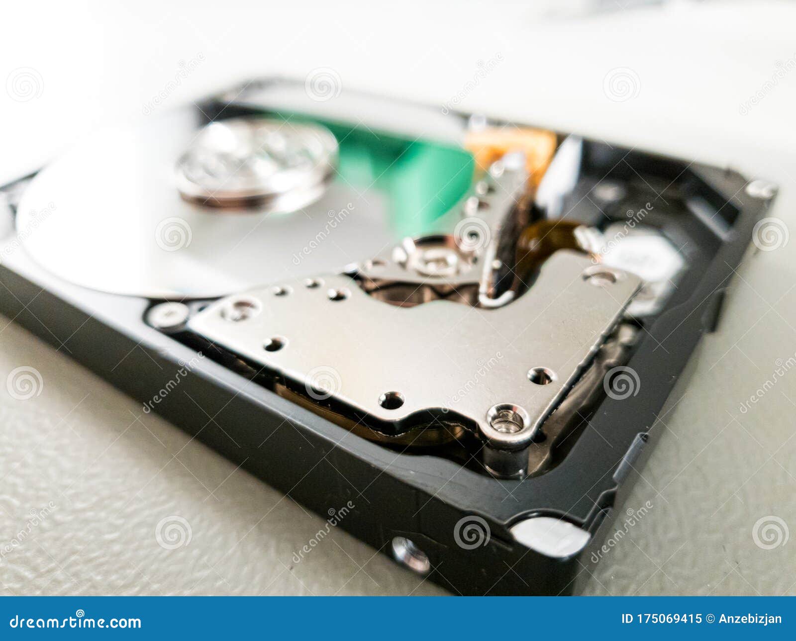 Opened Computer Hard Drive on a Table Prepared To Be Fixed. Stock Image ...