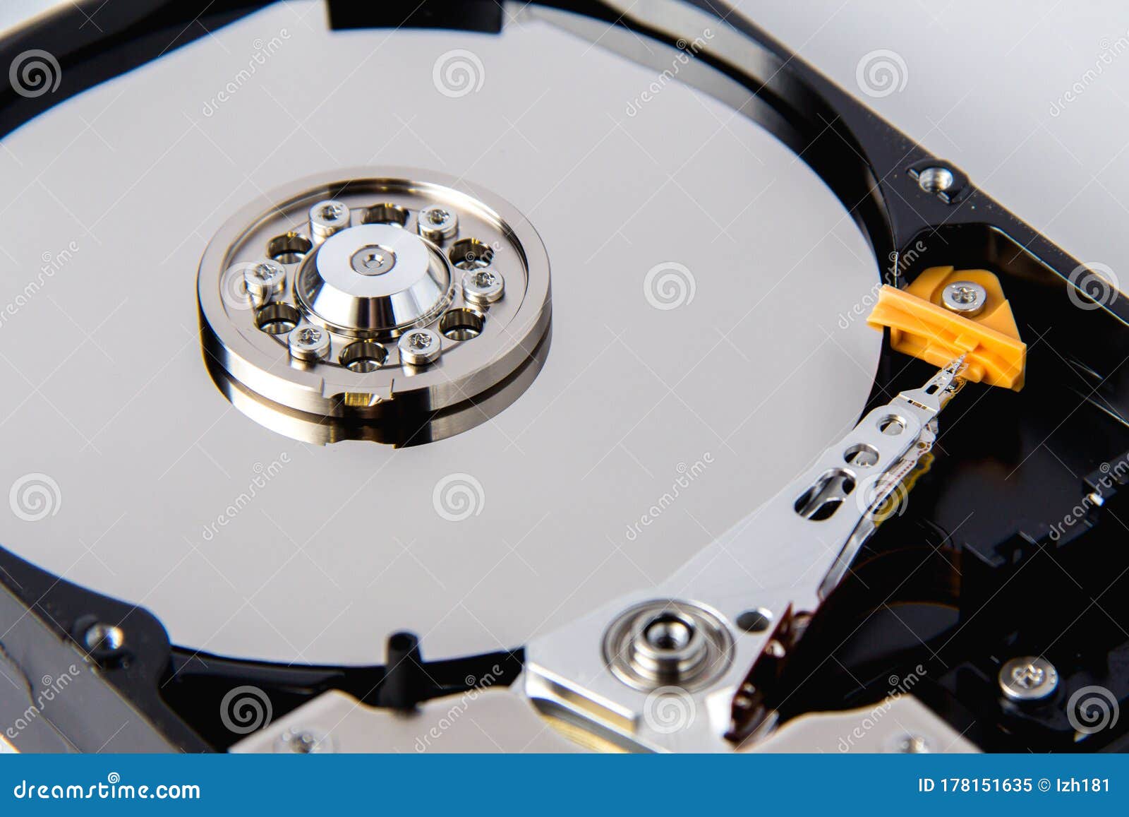 Opened Computer Hard Drive on a White Background Stock Image - Image of ...