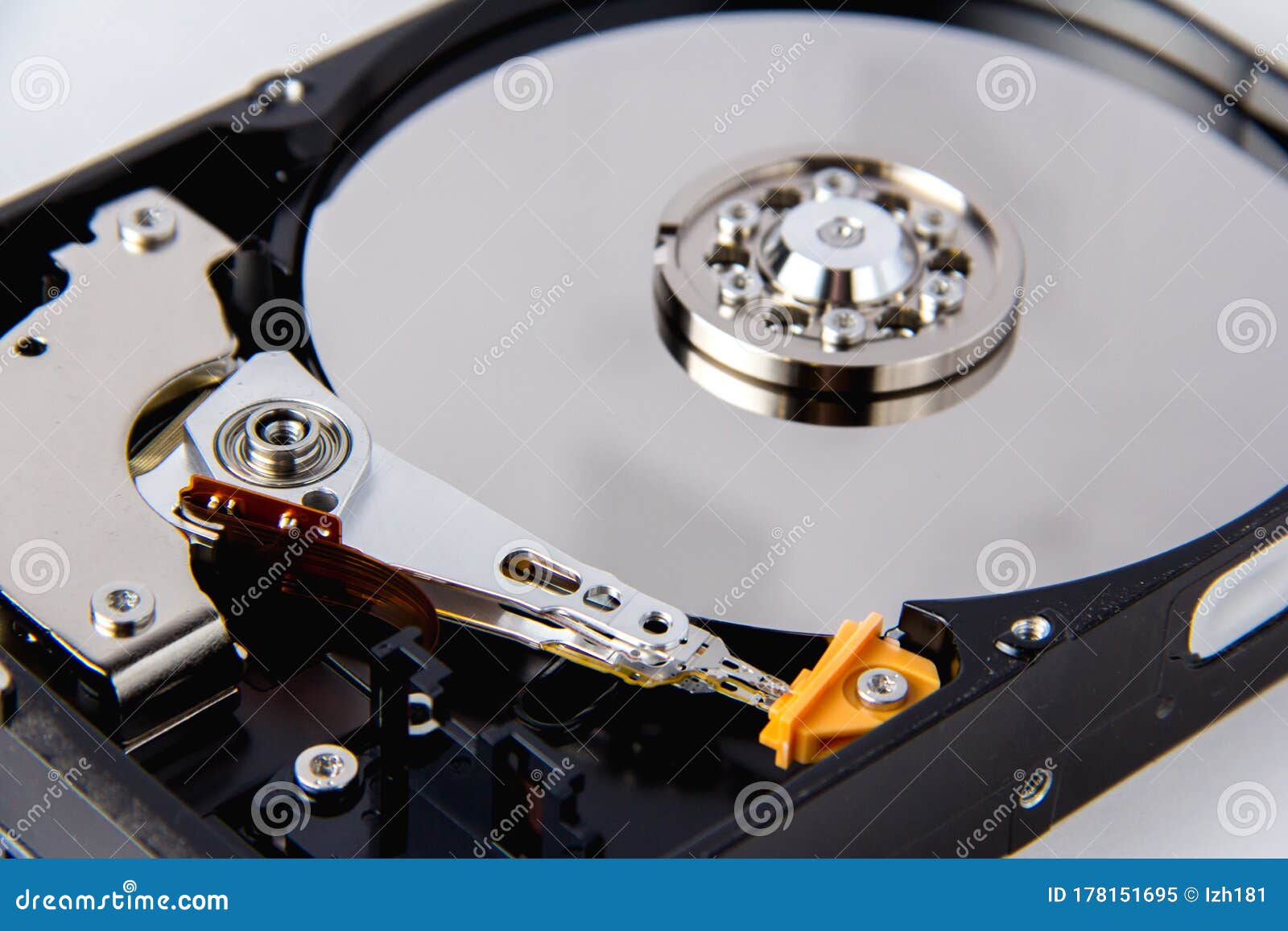 Opened Computer Hard Drive on a White Background Stock Image - Image of ...
