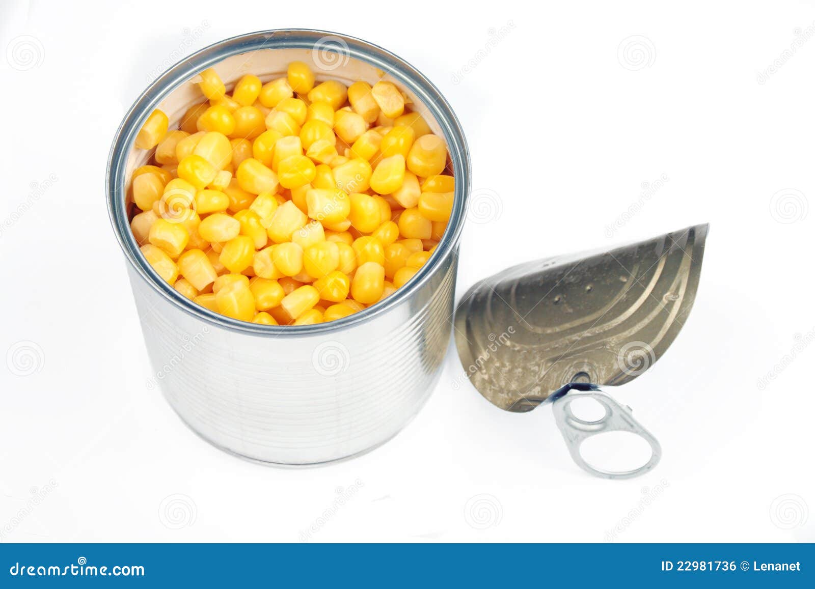 Opened corn can stock photo. Image of shot, peas, isolated - 22981736