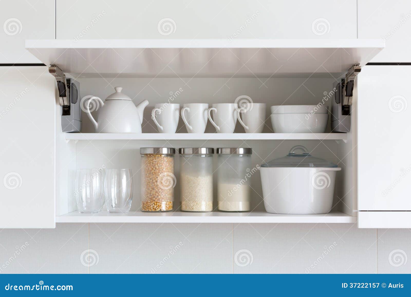 Opened Cupboard with Kitchenware Inside Stock Image - Image of dishware ...