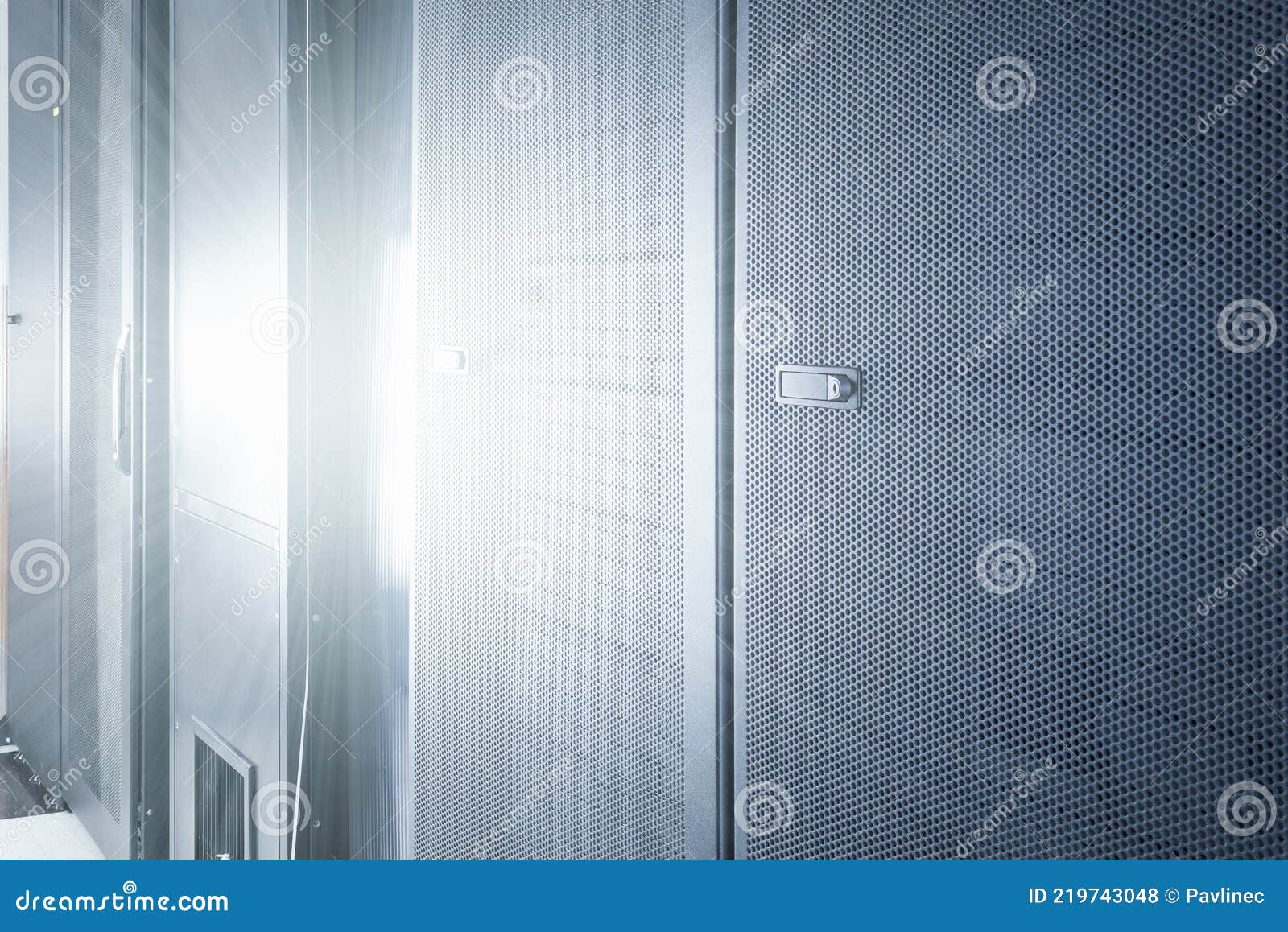 An Opened Door of Data Center Cabinet Filled with Data Storage H Stock ...