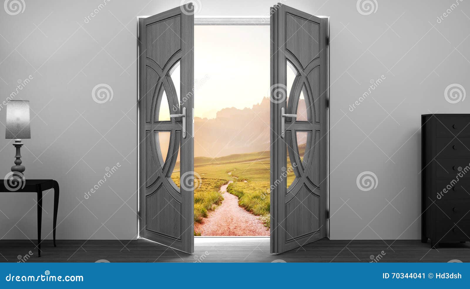 Opened door, interior stock image. Image of flooring - 70344041