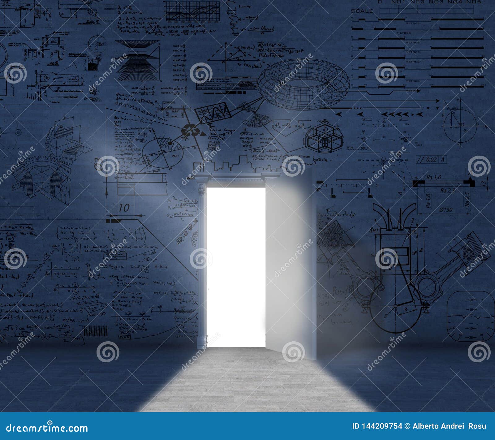 Opened door math formulas stock illustration. Illustration of shine ...