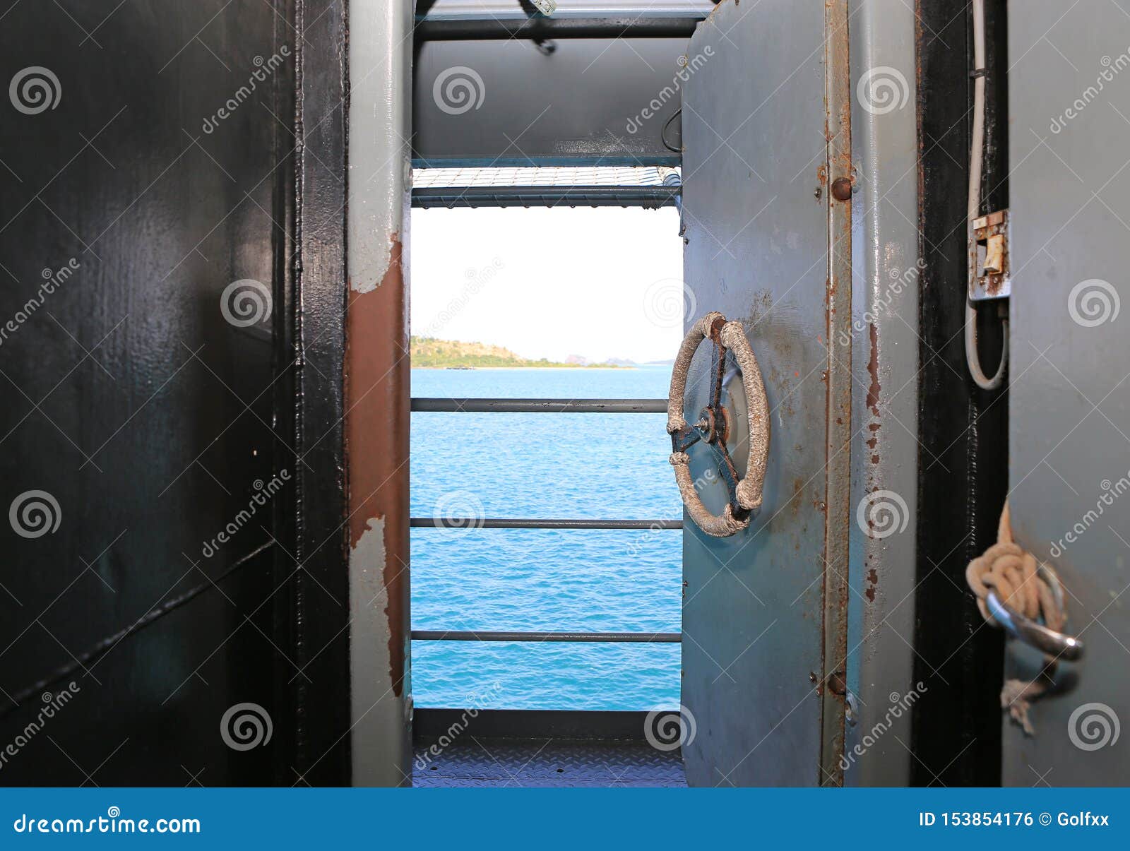 Opened Door in the Ship. View from Inside Stock Photo - Image of ...
