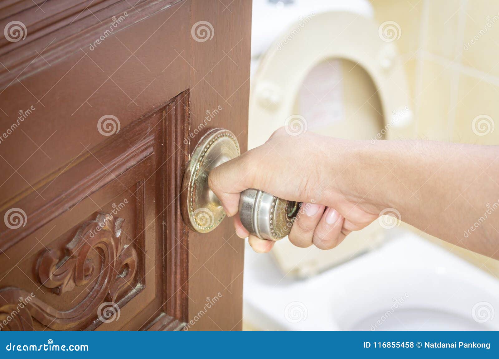 Opened Door with Toilet Room Stock Photo - Image of style, door: 116855458