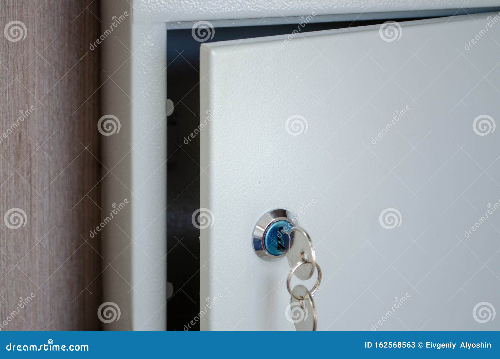 Opened Door of White Box, Safe with Keys Stock Image - Image of metal ...