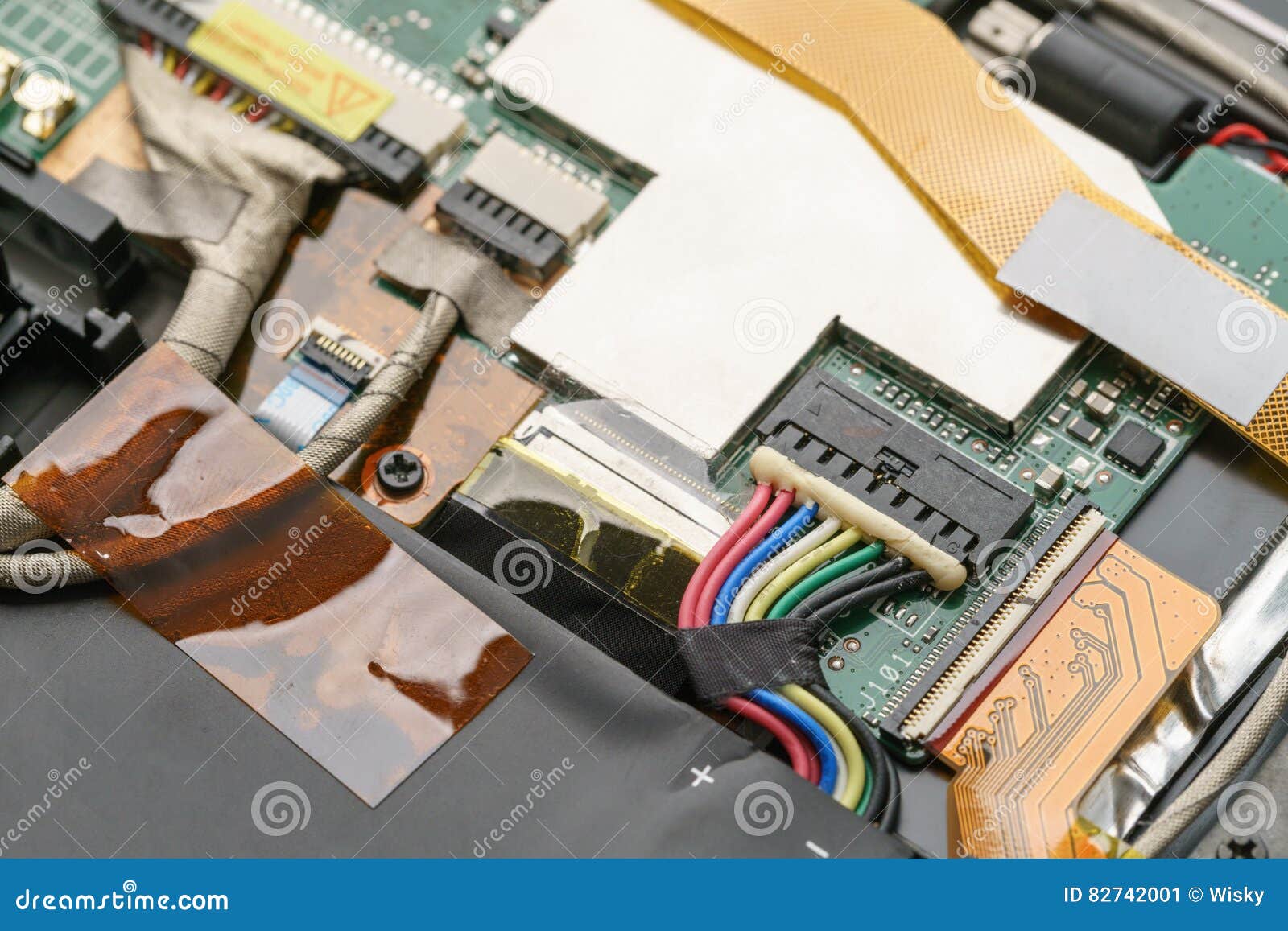 Opened Electric Device with Wires and Microchips Stock Image - Image of ...