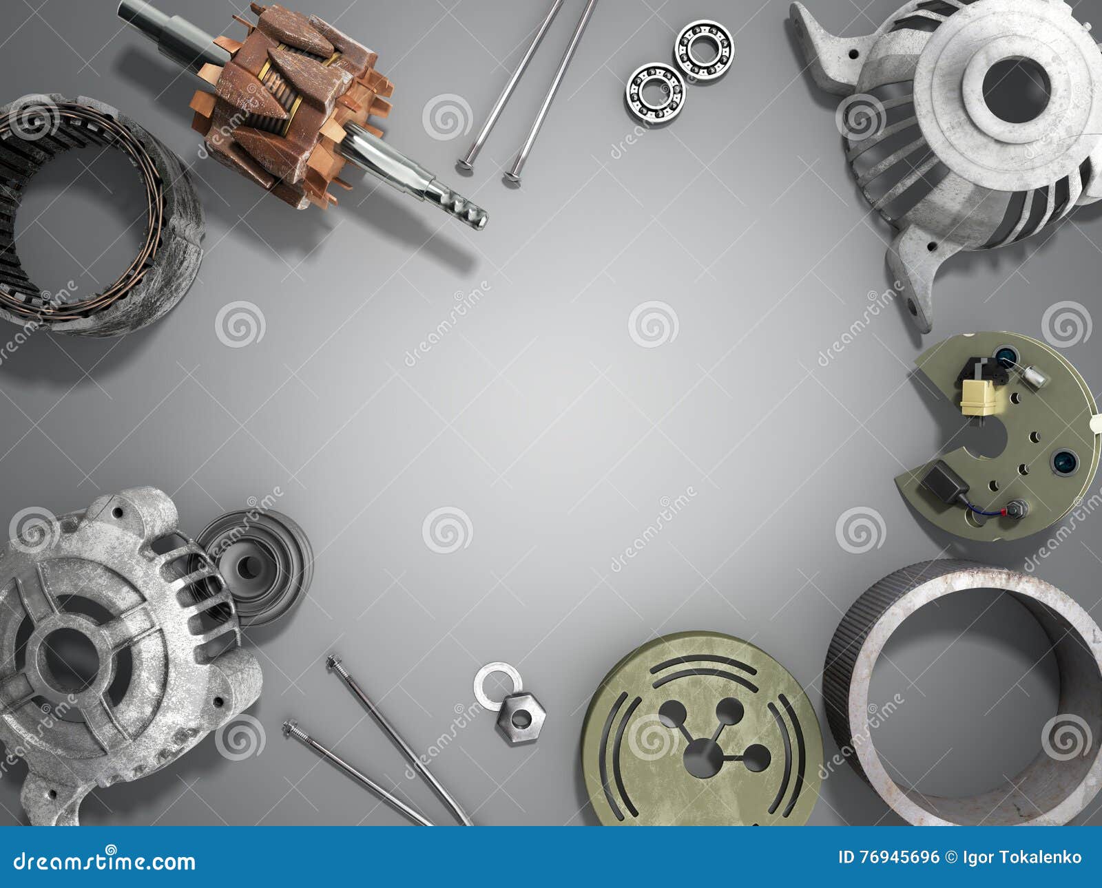 Opened Electric Motor 3d Render Gradient Background Stock Illustration ...