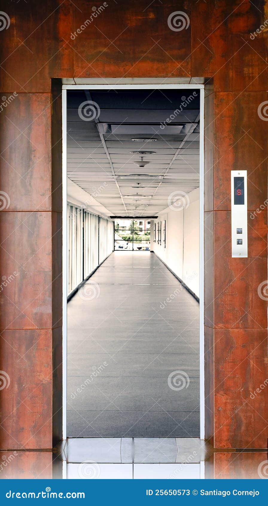 Opened Elevator Showing Hallway Stock Image - Image of business ...