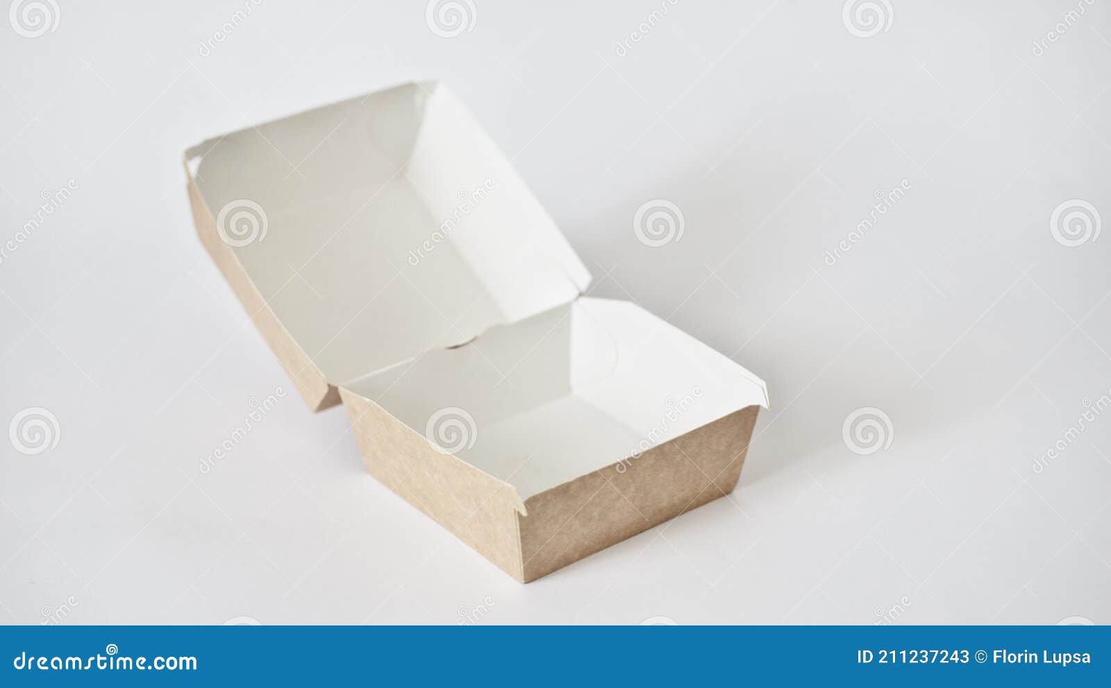 Opened Empty Blank Cardboard Food Container. Hamburger Sandwich Box ...