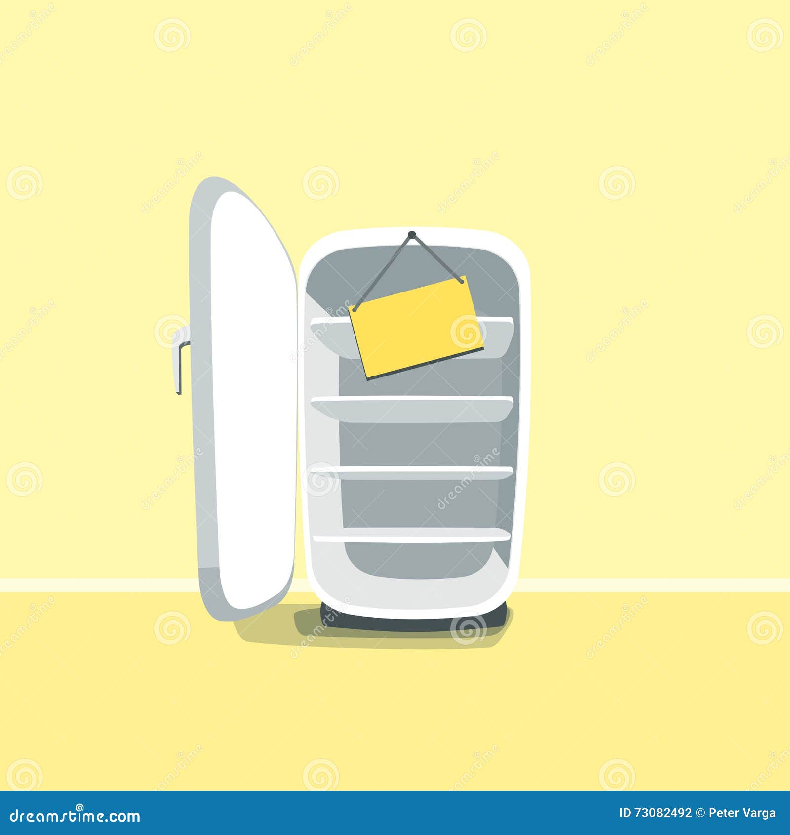Opened Empty Broken Fridge on Yellow Background Stock Vector ...