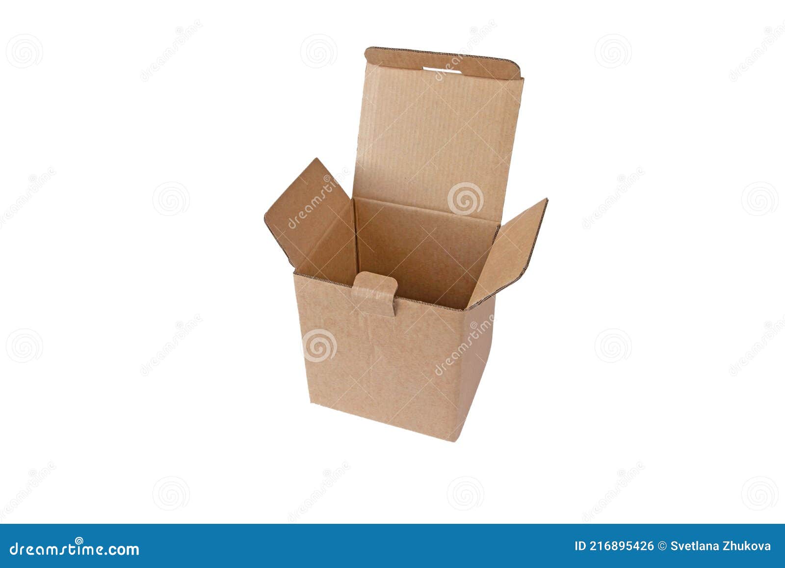Opened Empty Brown Cardboard Box Isolated on White Stock Photo - Image ...