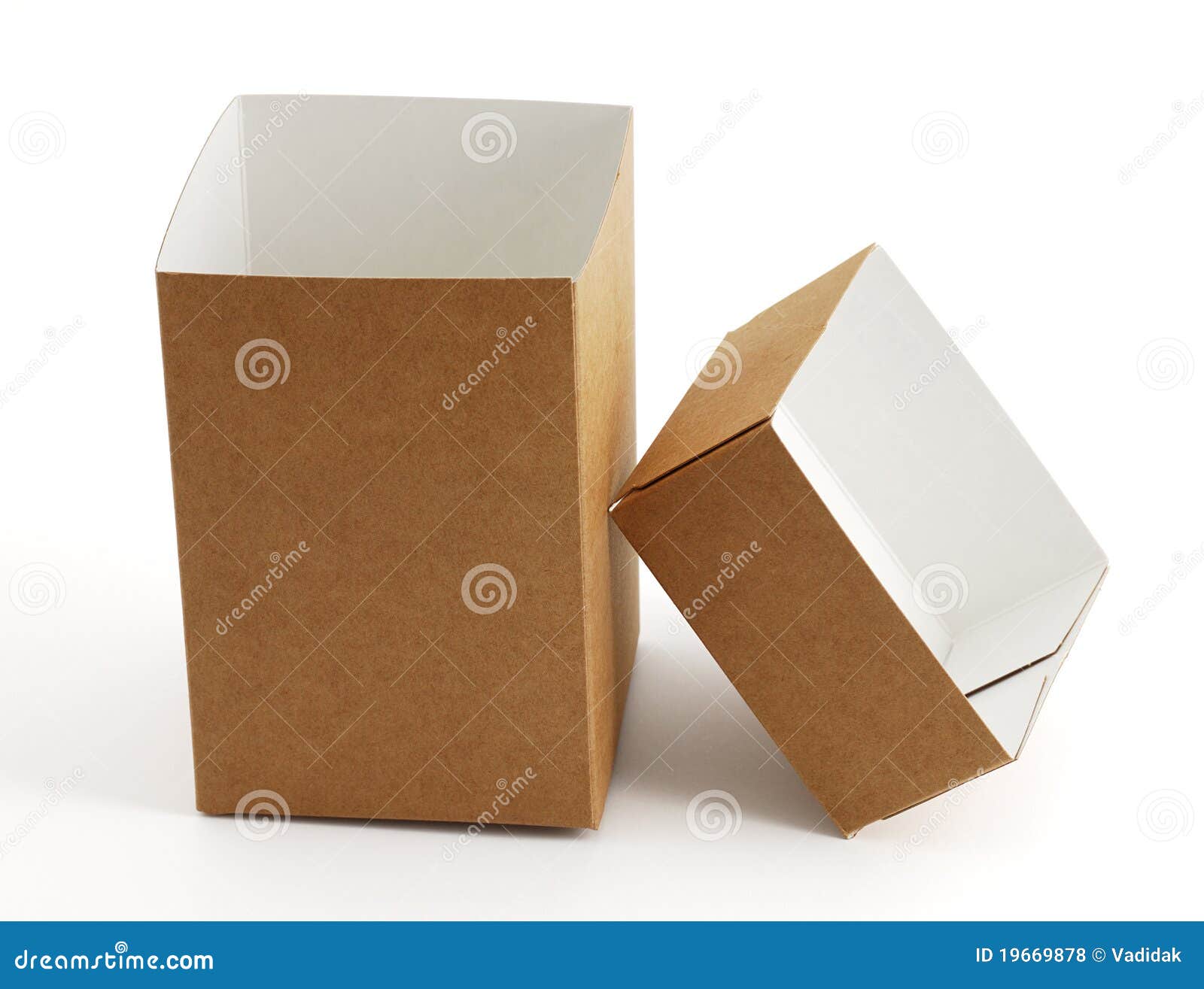 Opened Empty Carton Box with Lid on Side Stock Photo - Image of small ...