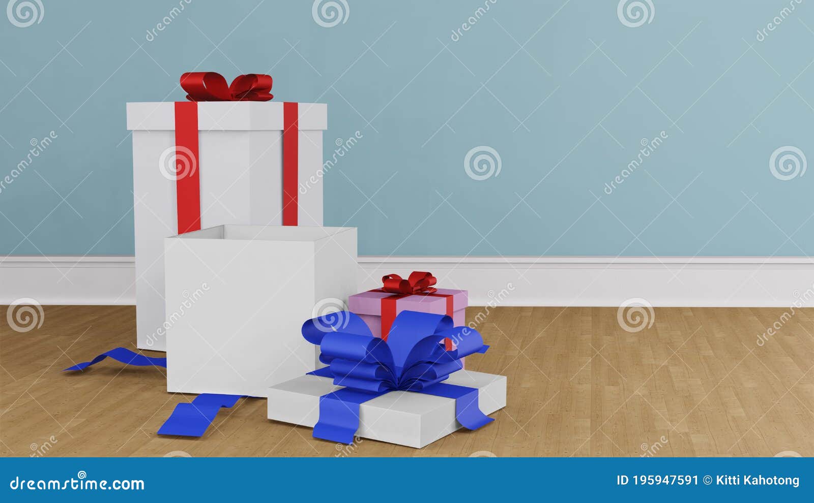 Opened Empty the Gift Box , 3d Render Stock Illustration - Illustration ...