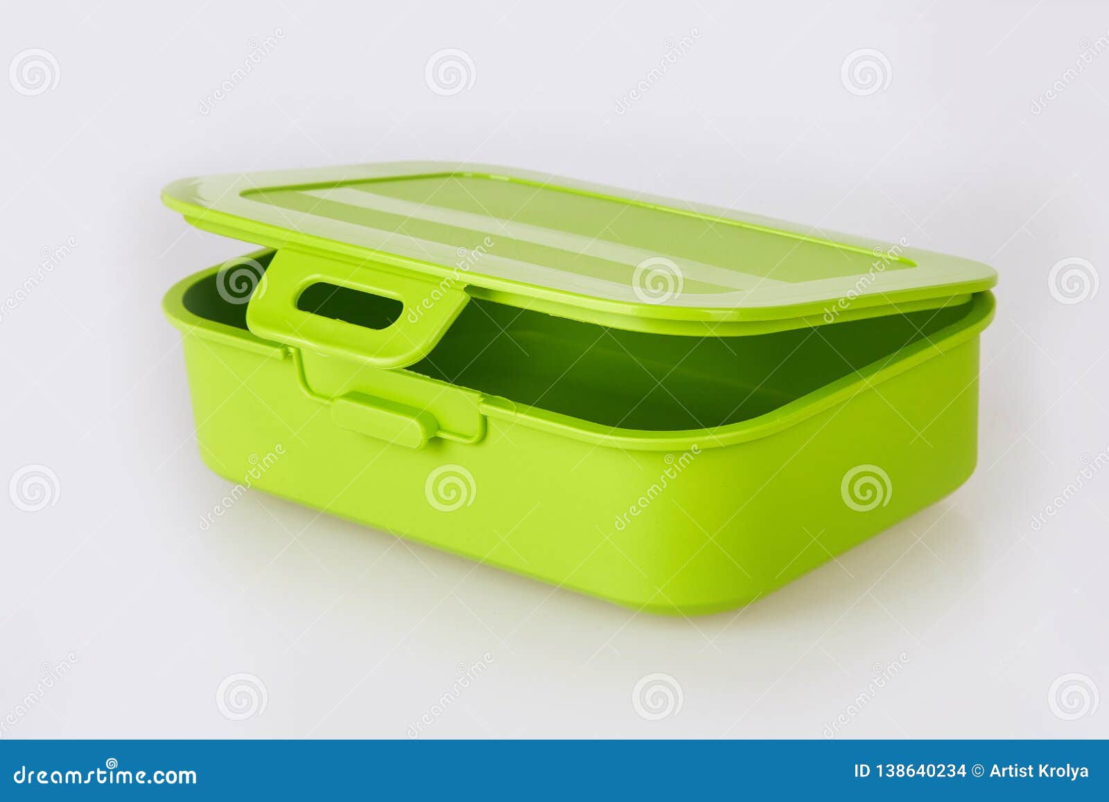 Opened Empty Green Plastic Food Storage Container Stock Photo - Image ...