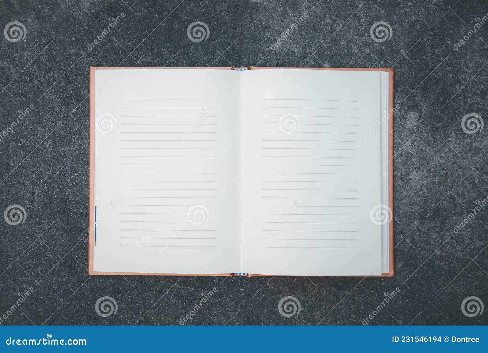 Opened Empty Notebook with Lines on Paper on a Stone Background Stock ...