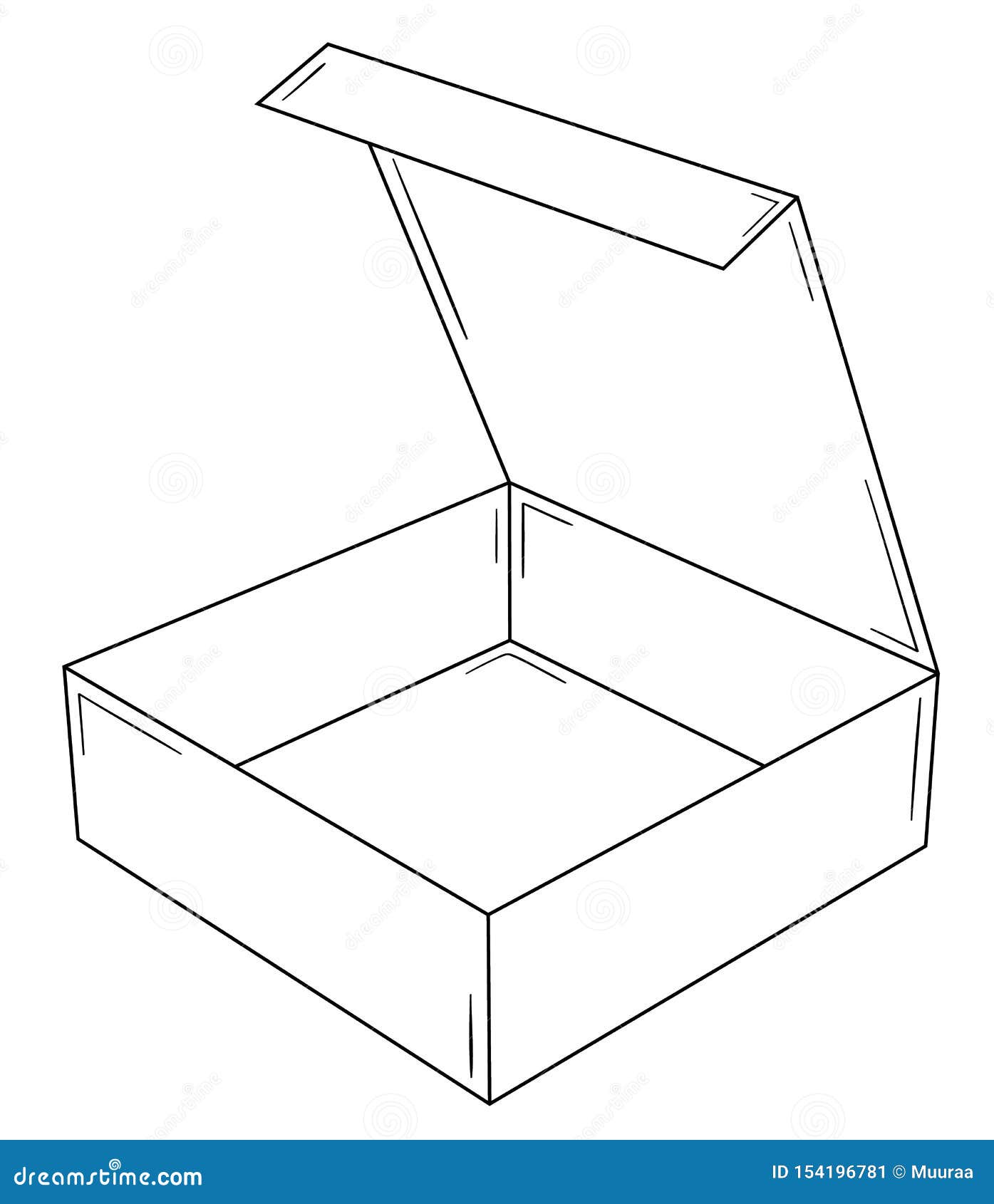 Opened empty paper box stock vector. Illustration of outline - 154196781