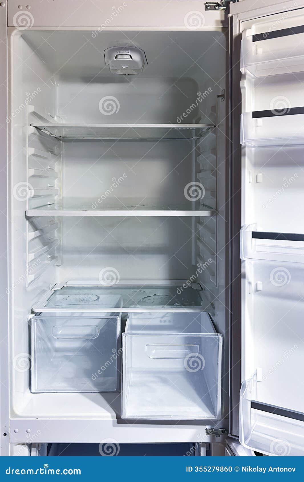Opened Empty Refrigerator. Empty Fridge Inside Interior Stock Photo - Image of classic, open ...