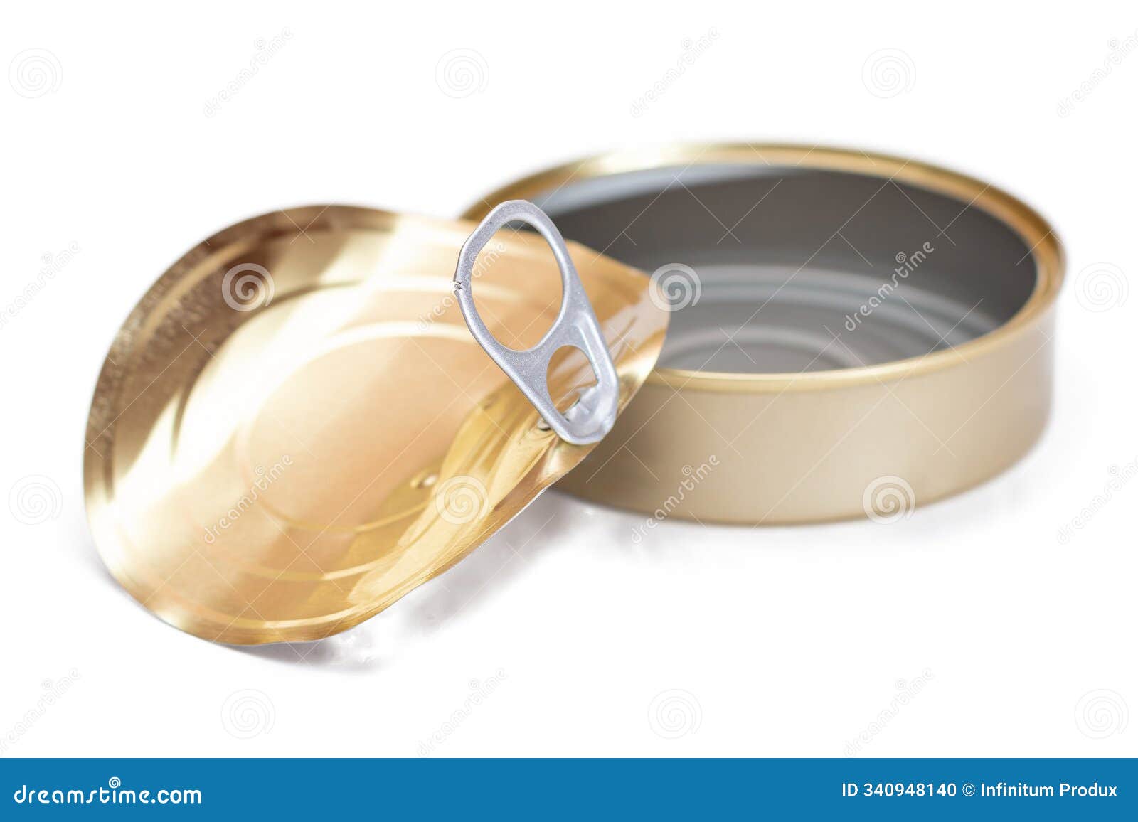 Opened Empty Tin Can with Broken Cover Isolated on White Background ...