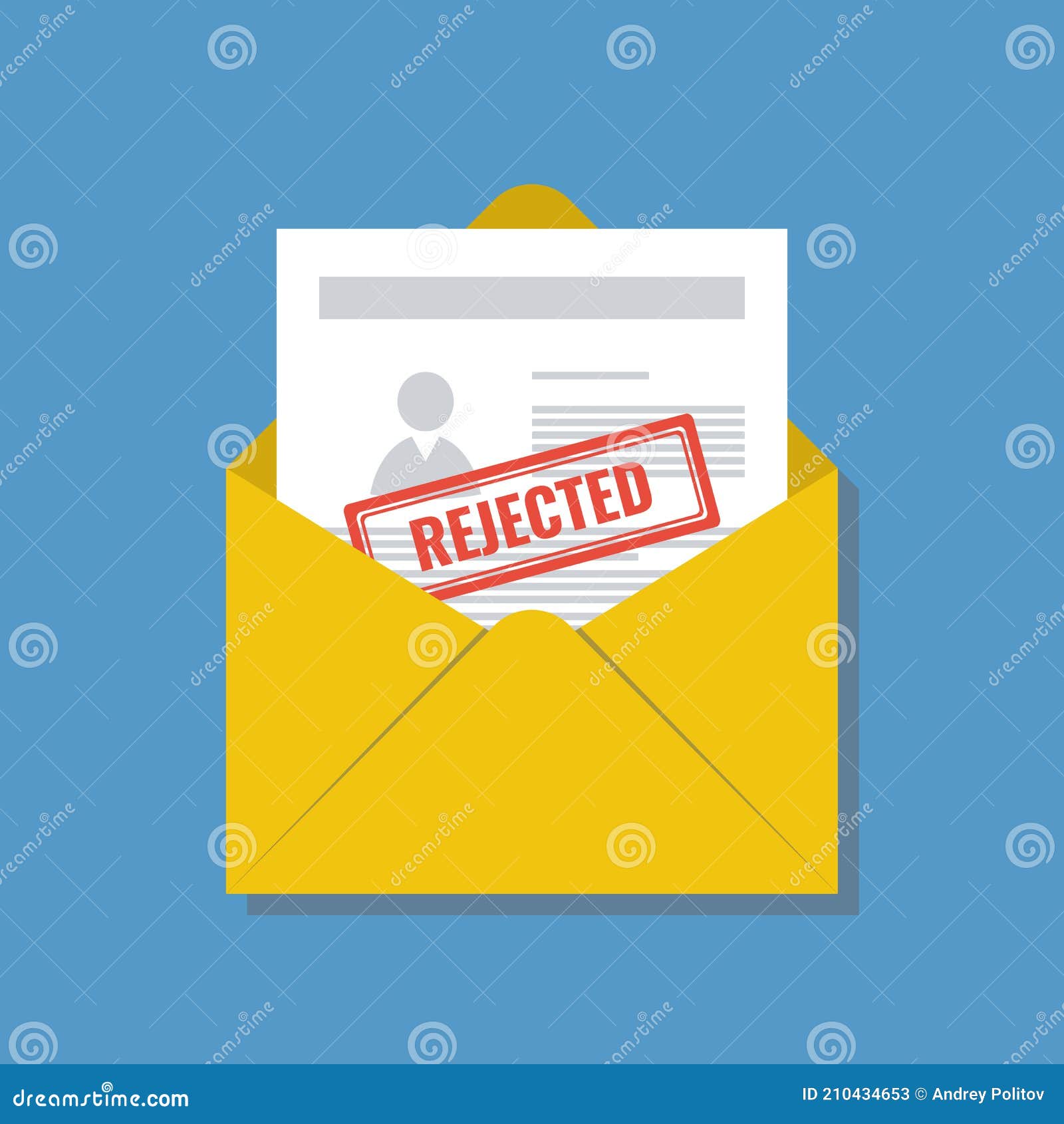 Opened Envelope with Application Form and Stamp Rejected Stock Vector ...