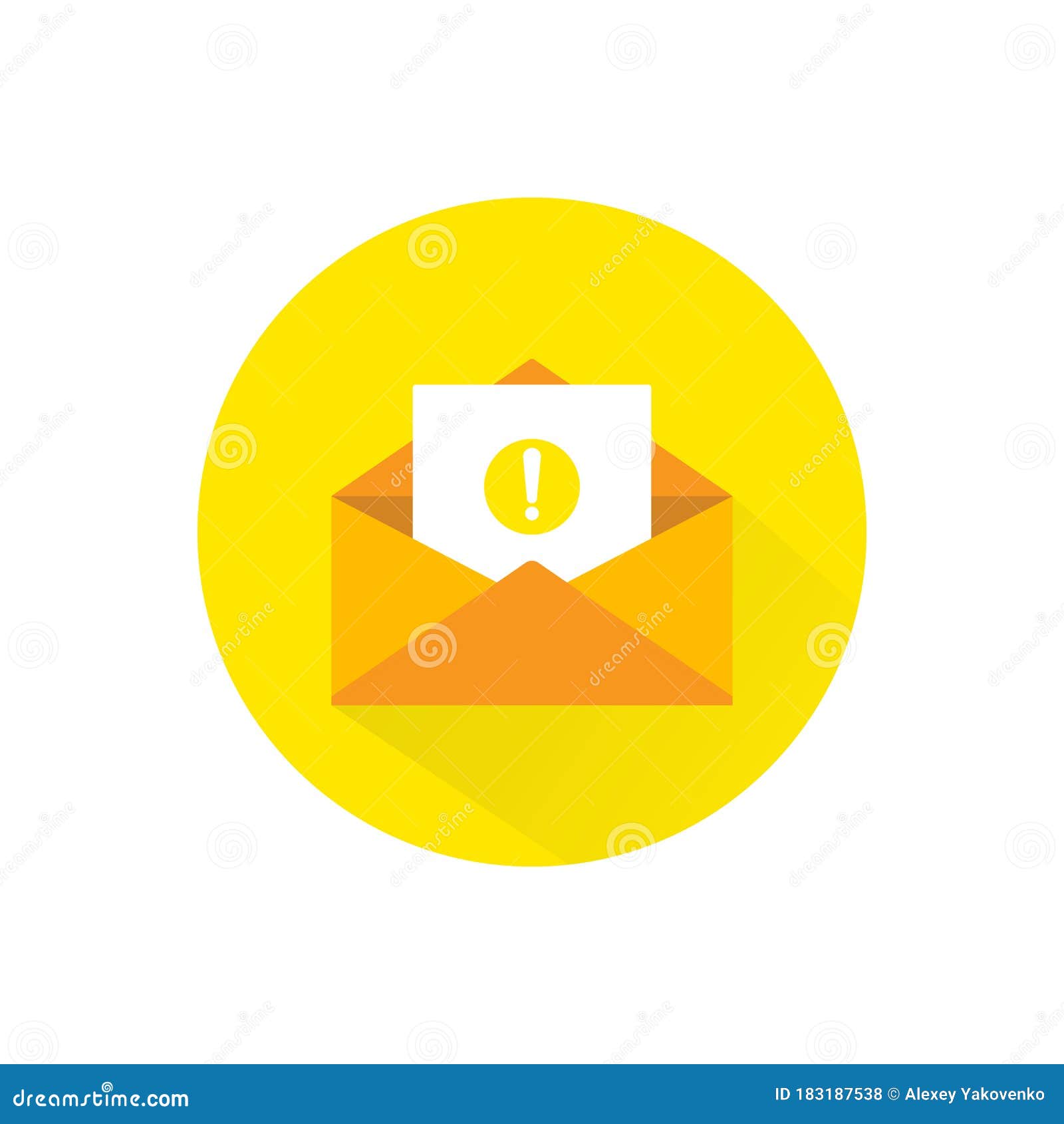 Opened Envelope and Document with Exclamation Mark Icon. Message Was ...