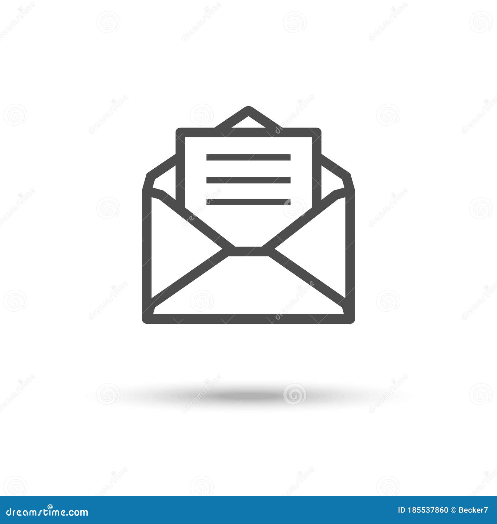 Opened Envelope with Letter Inside. Receive Mail Icon Stock Vector ...