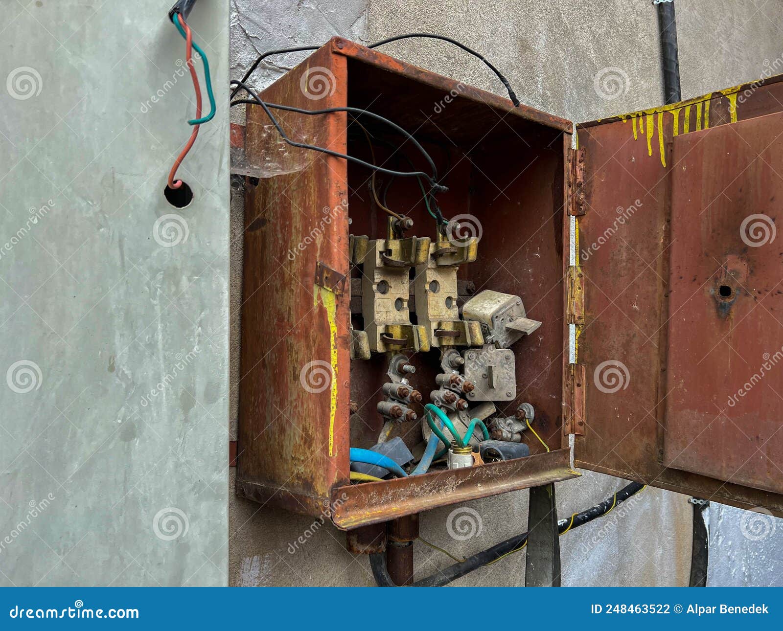 Opened, Exposed Electrical Box of an Old Abandoned Building Stock Photo ...