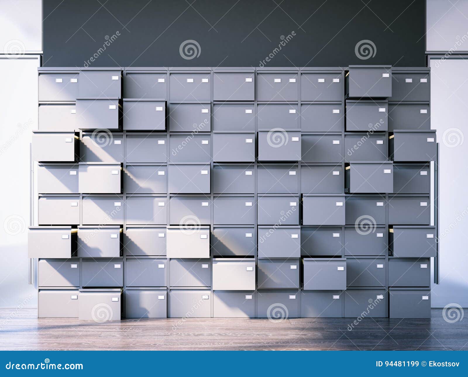Opened Filing Cabinet. 3d Rendering Stock Image - Image of document ...