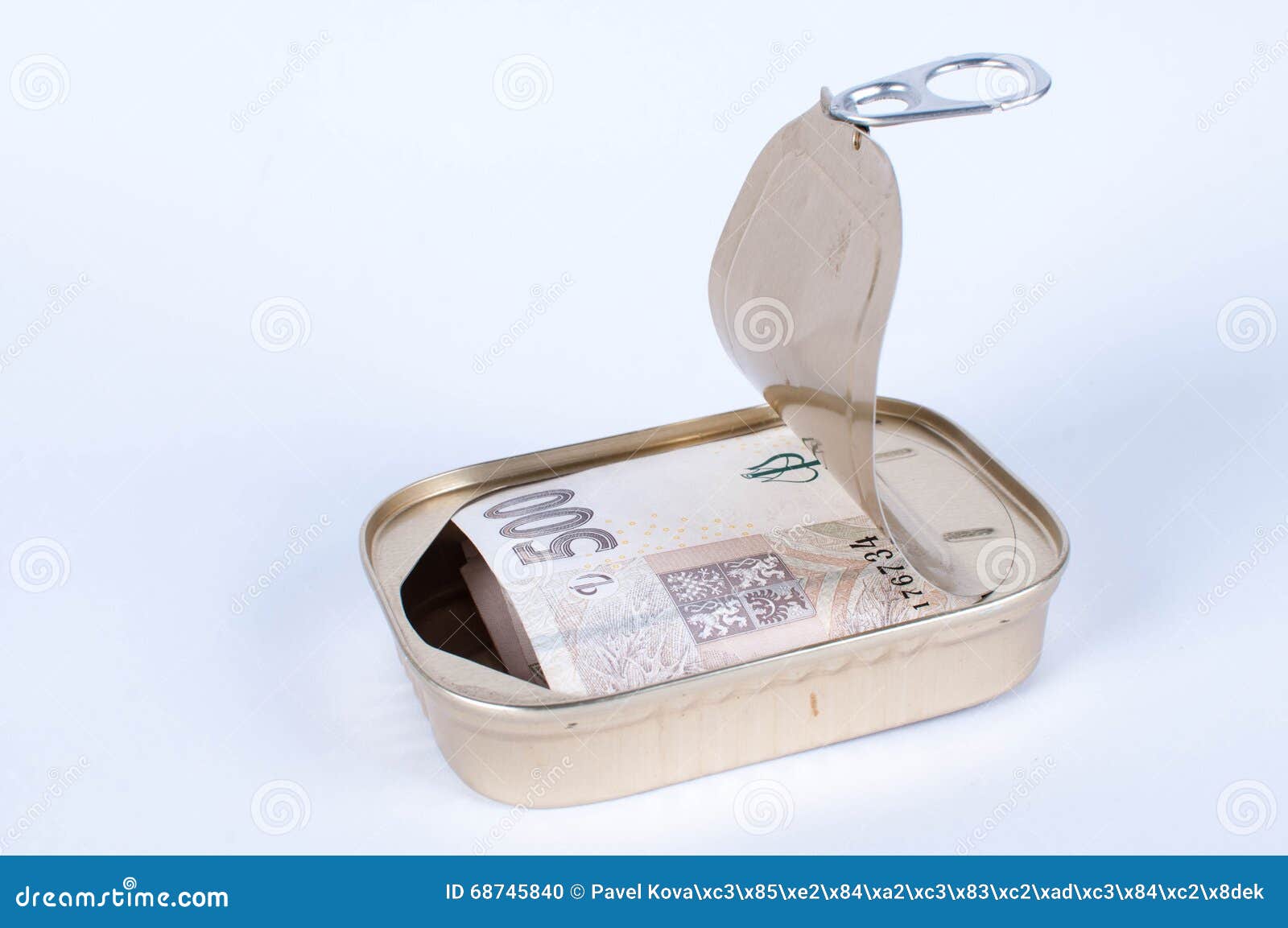 Opened Fish Can with Czech Money Stock Photo - Image of packed, full ...