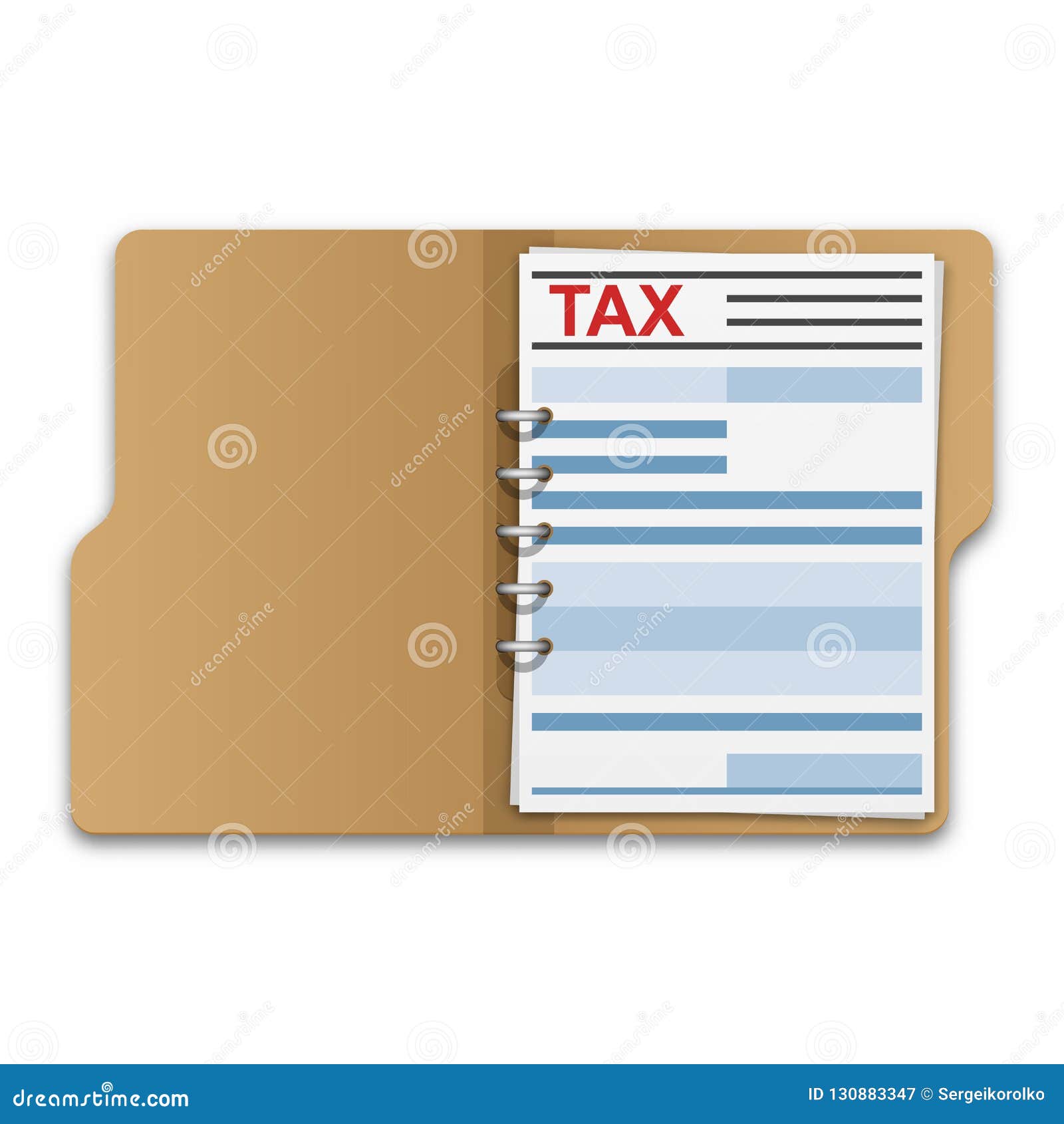 Opened Folder with Tax Form or Another Financial Documents. Tax ...