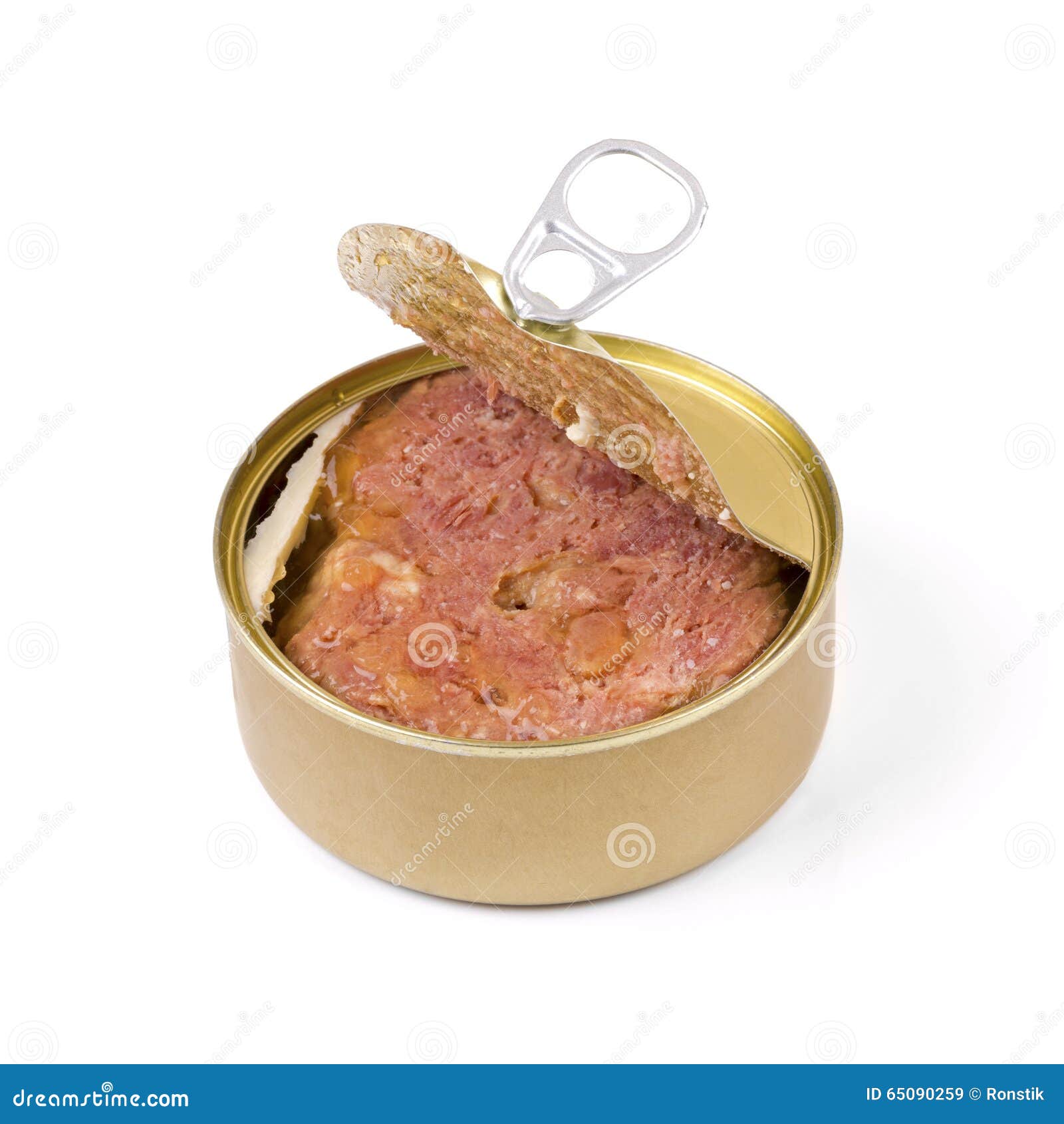 Opened Food Can with Meat on White Stock Image - Image of nutrition ...