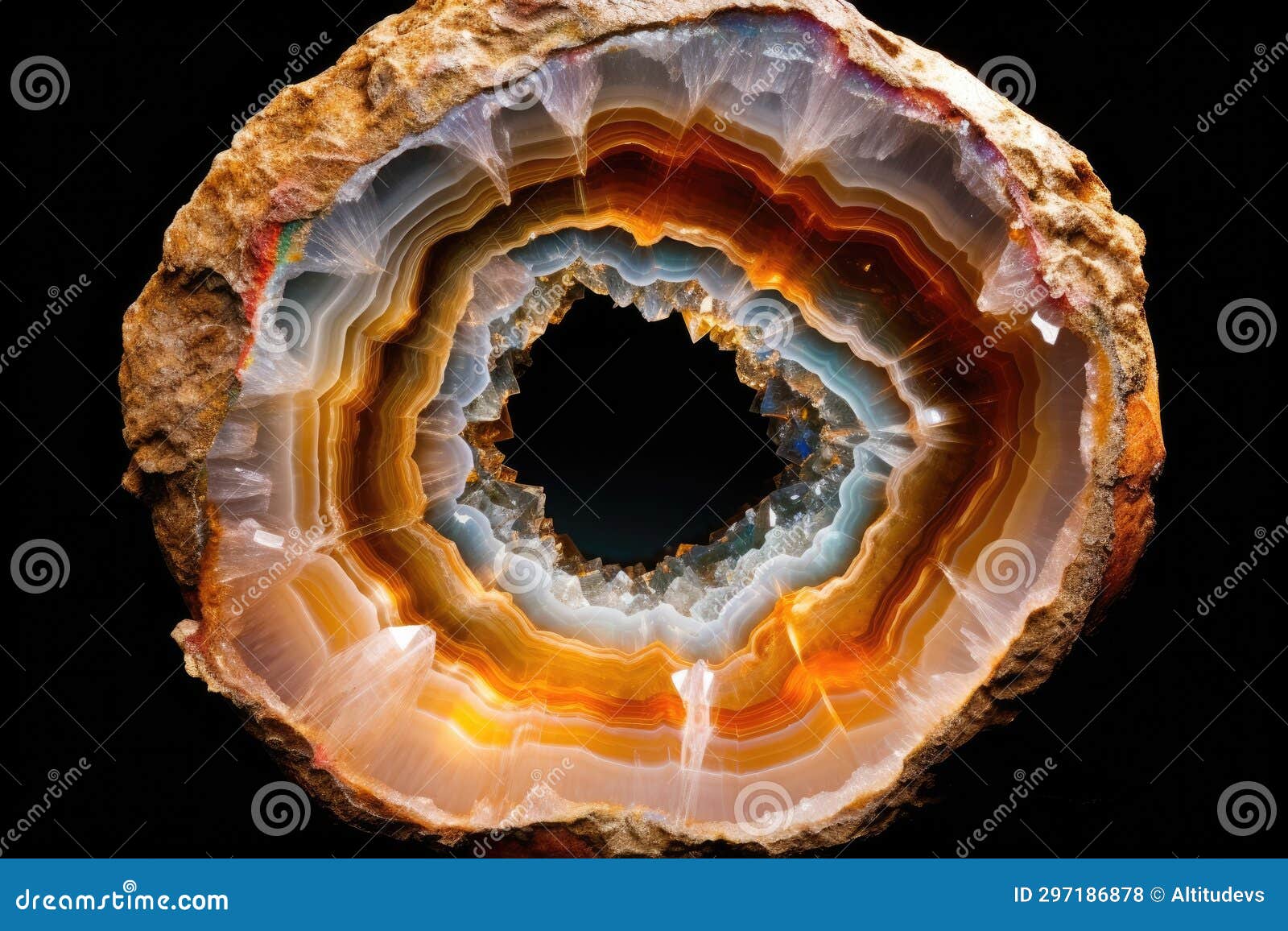 An Opened Geode Showing Sparkling Crystals Inside Stock Photo - Image ...