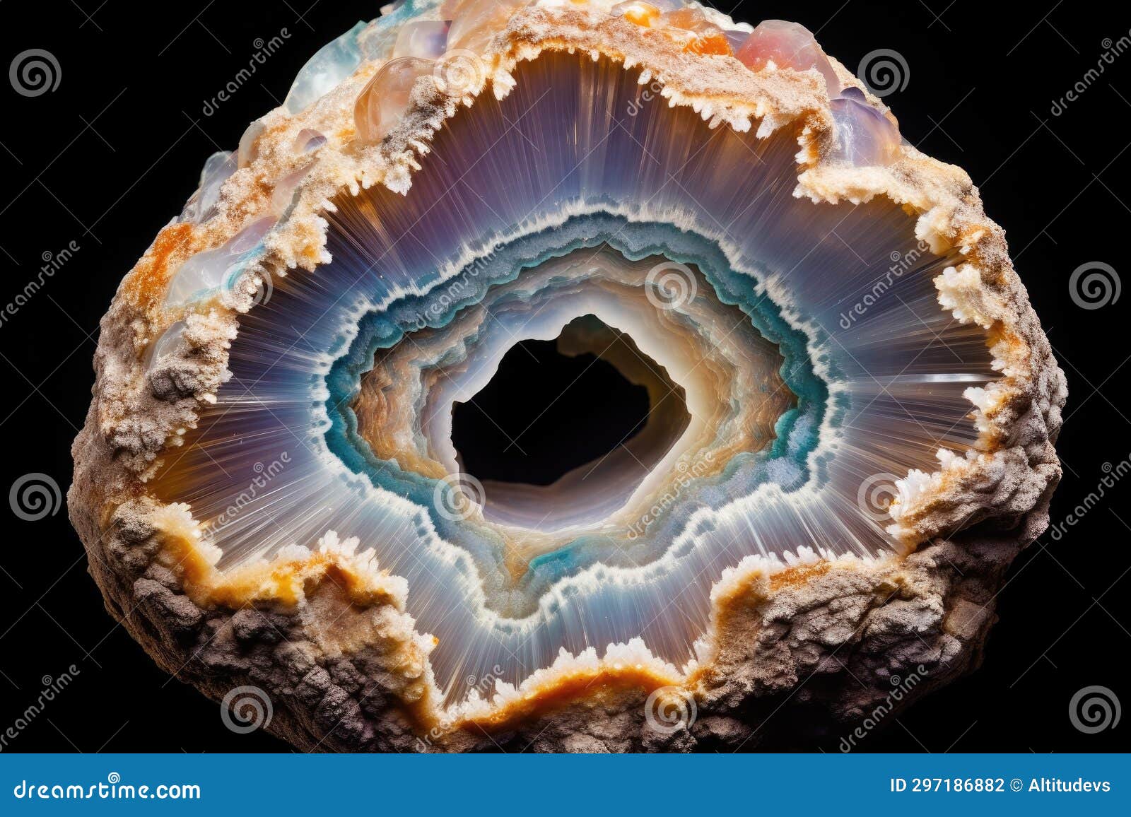 An Opened Geode Showing Sparkling Crystals Inside Stock Photo - Image ...