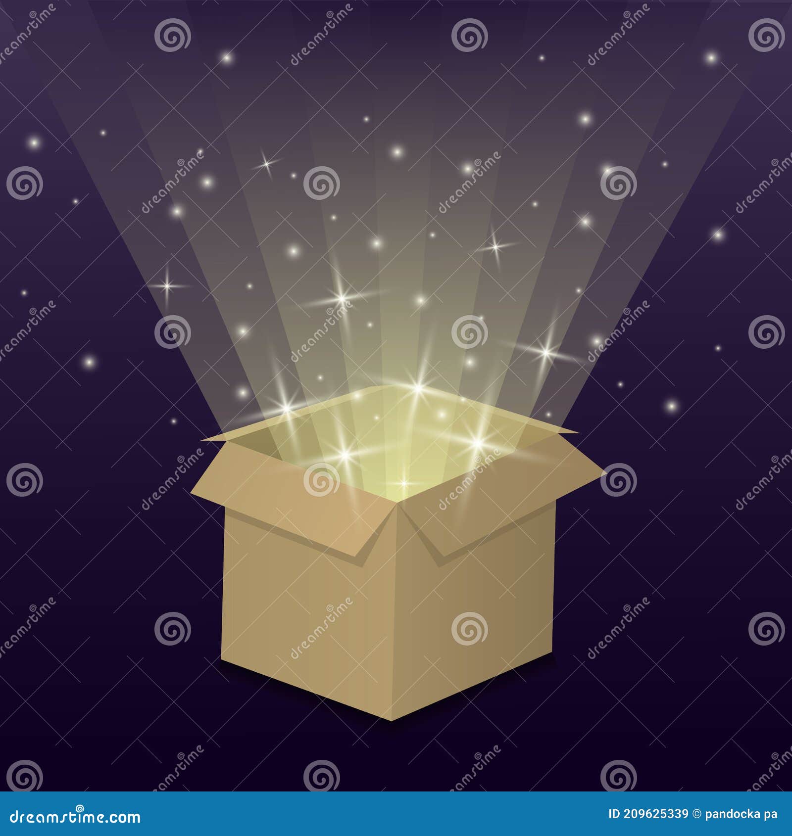 Opened Gift Box with Bokeh Effect. Magical Golden Light Box, Magic Box ...