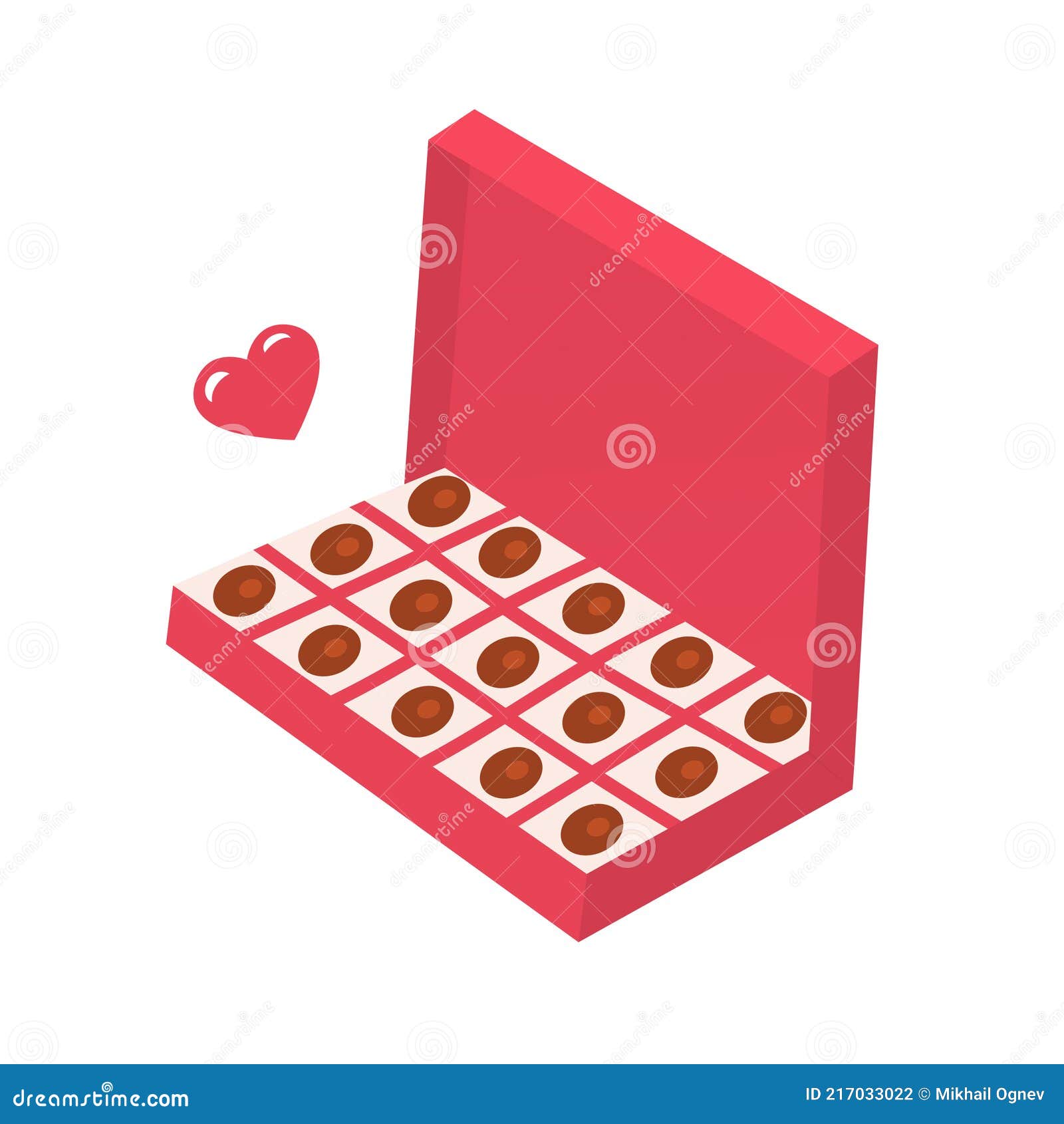 Opened Gift Box of Chocolates with a Heart Stock Vector - Illustration ...