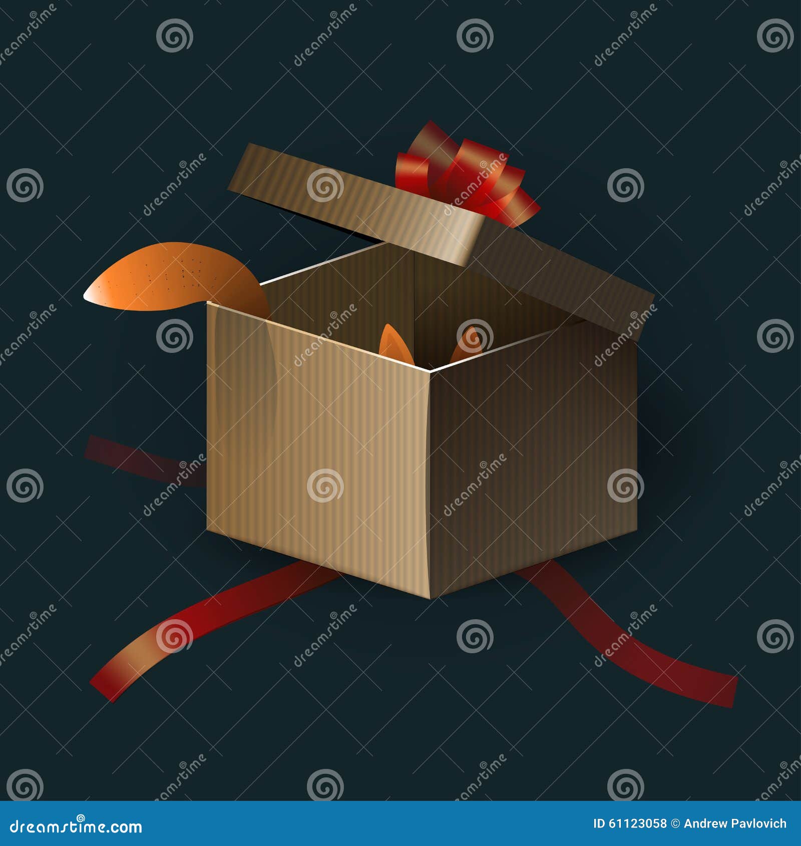 Opened Gift Box with Red Strips and Something Cute Stock Vector ...