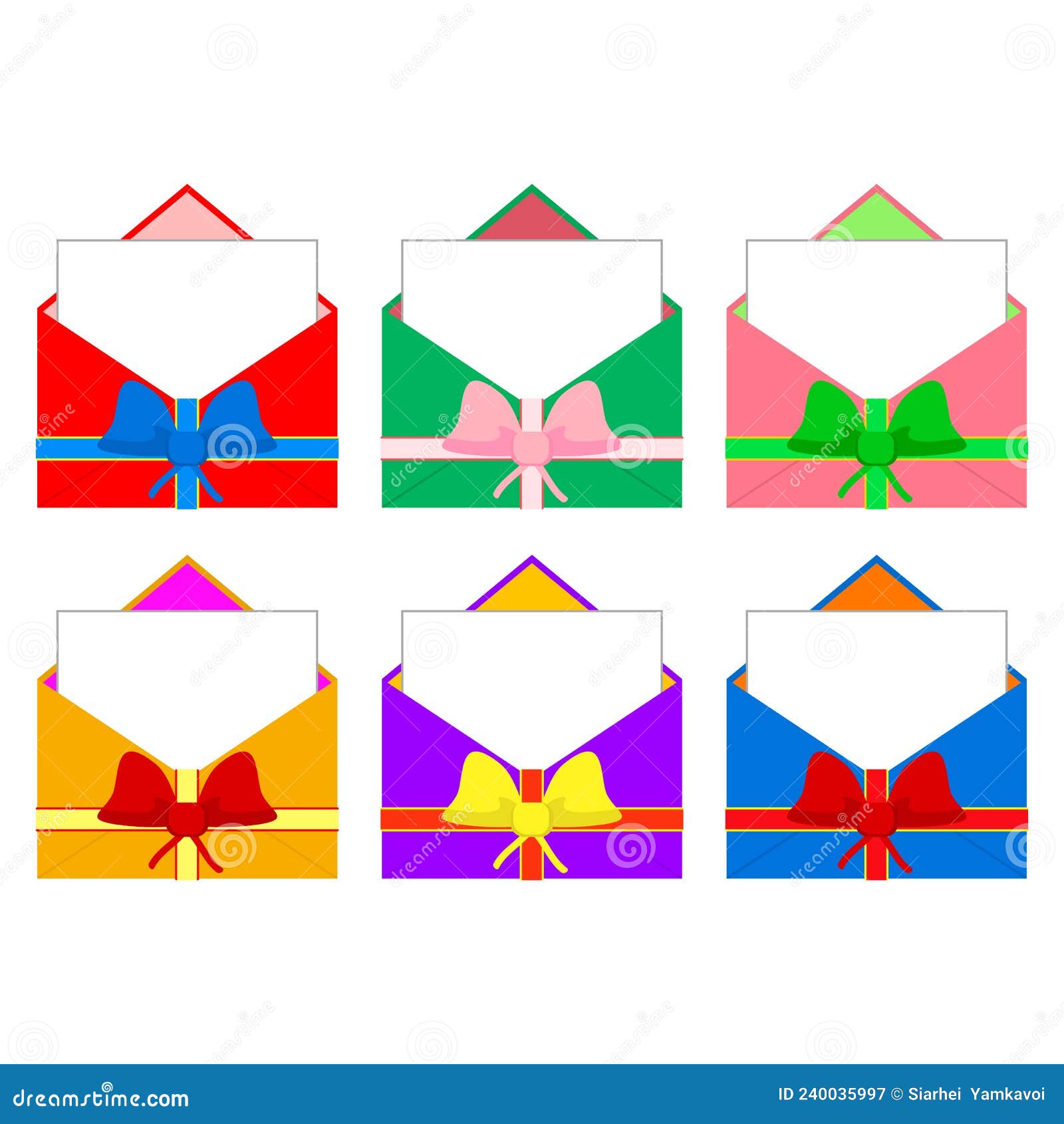 Opened Gift Envelope with a Letter Inside and Ribbon Bow. Stock Vector ...
