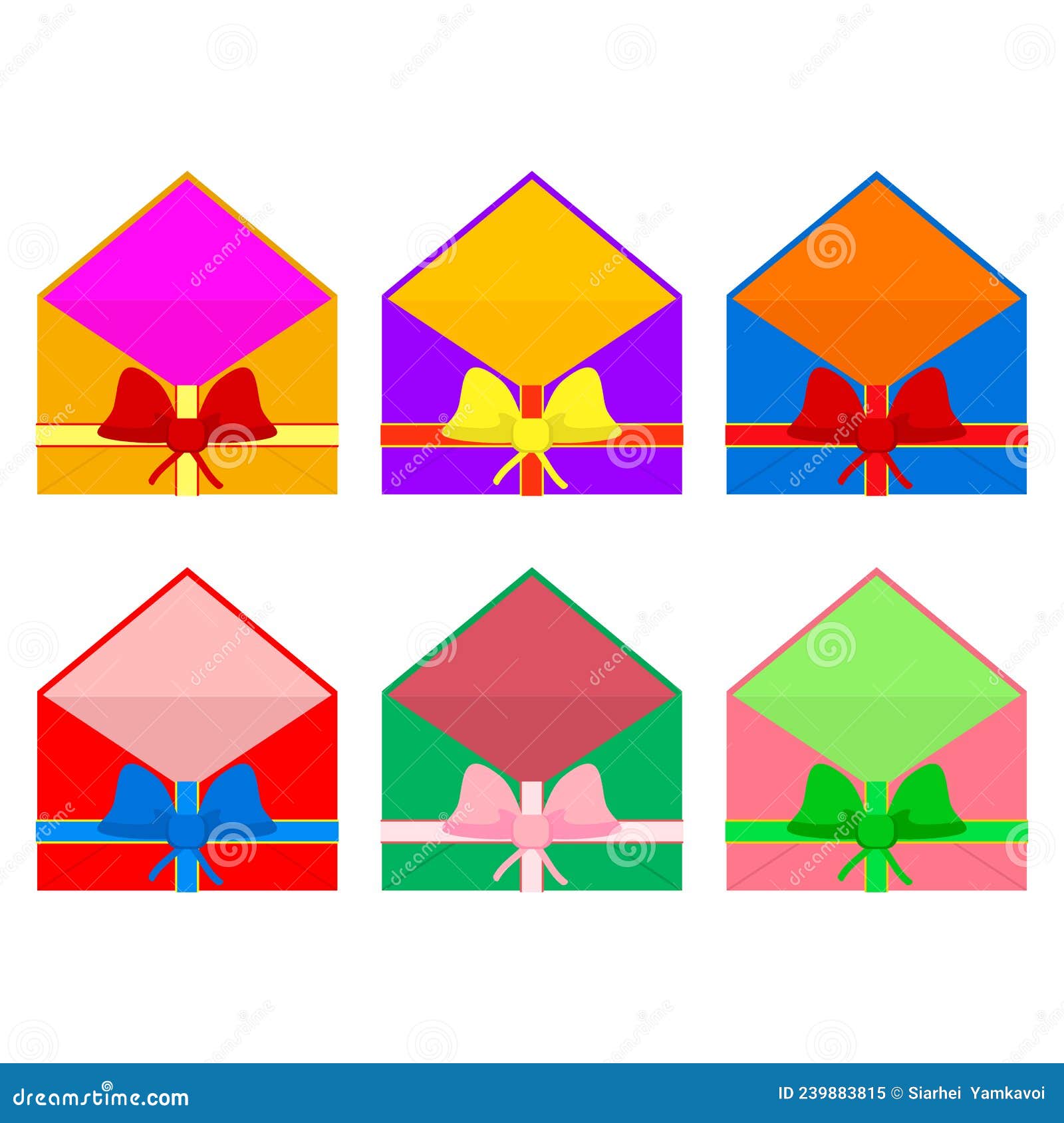 Opened Gift Envelope with Ribbon and Bow. Stock Vector - Illustration ...