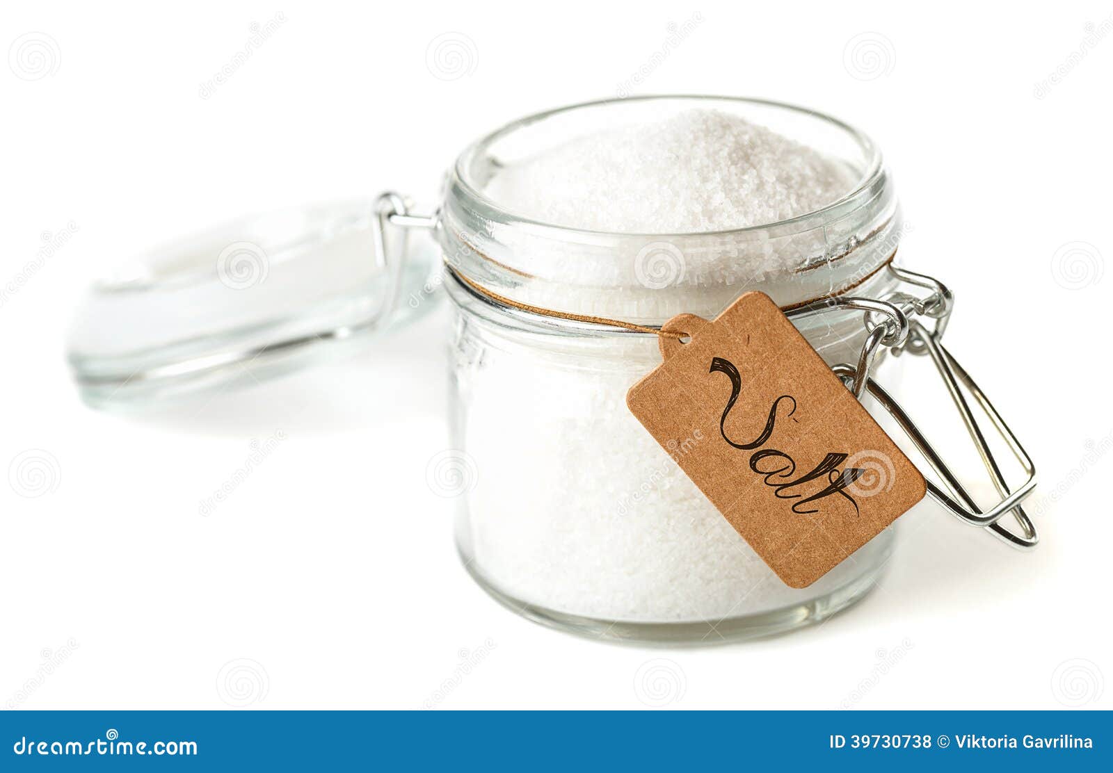 Opened Glass Jar with Salt. Stock Photo - Image of kitchen, glass: 39730738