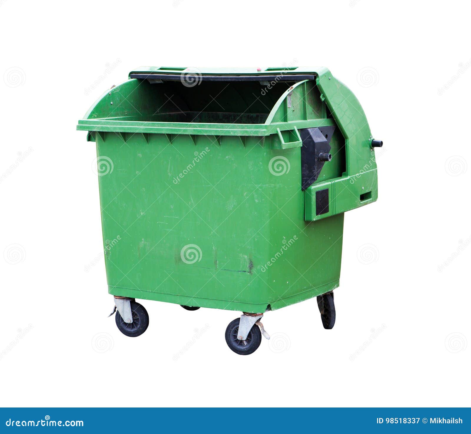 Opened Green Garbage Container Isolated on White Background Stock Image ...