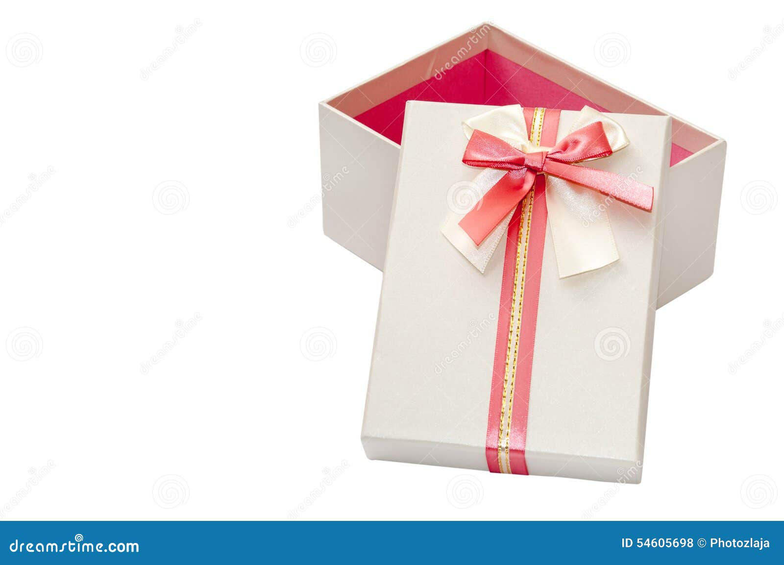 OPENED GREY GIFT BOX with RED BOW Stock Photo - Image of decorative ...